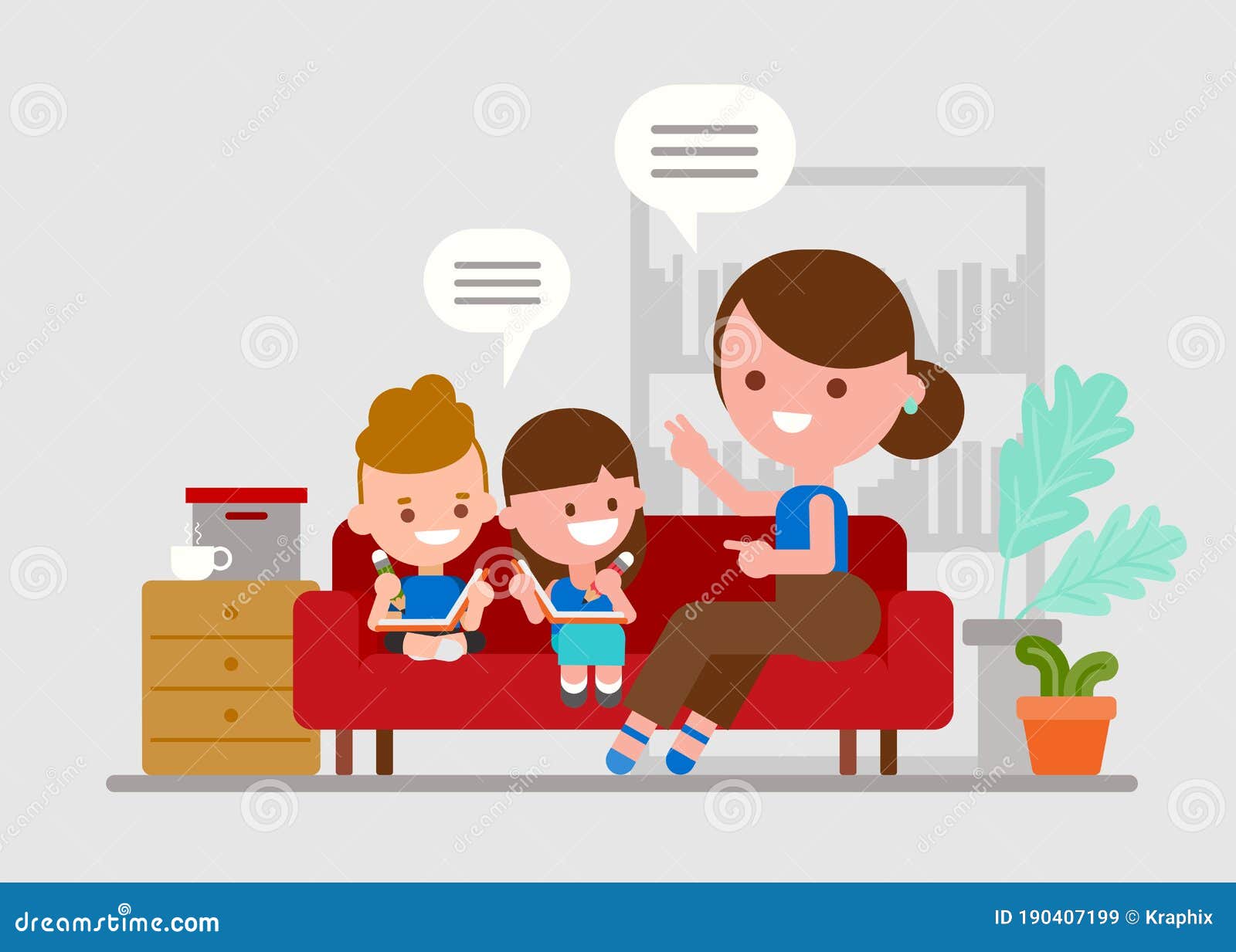 Mother Teaching Her Children. Kids Doing Homework with Parent Stock ... Mother Teaching Her Children. Kids Doing Homework with Parent Stock ...