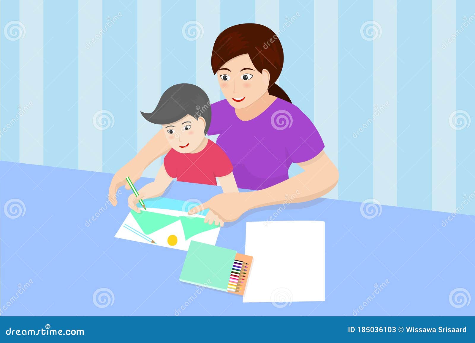 Mother Teaching Her Daughter, Mother Helps and Teach Children How To ... Mother Teaching Her Daughter, Mother Helps and Teach Children How To ...