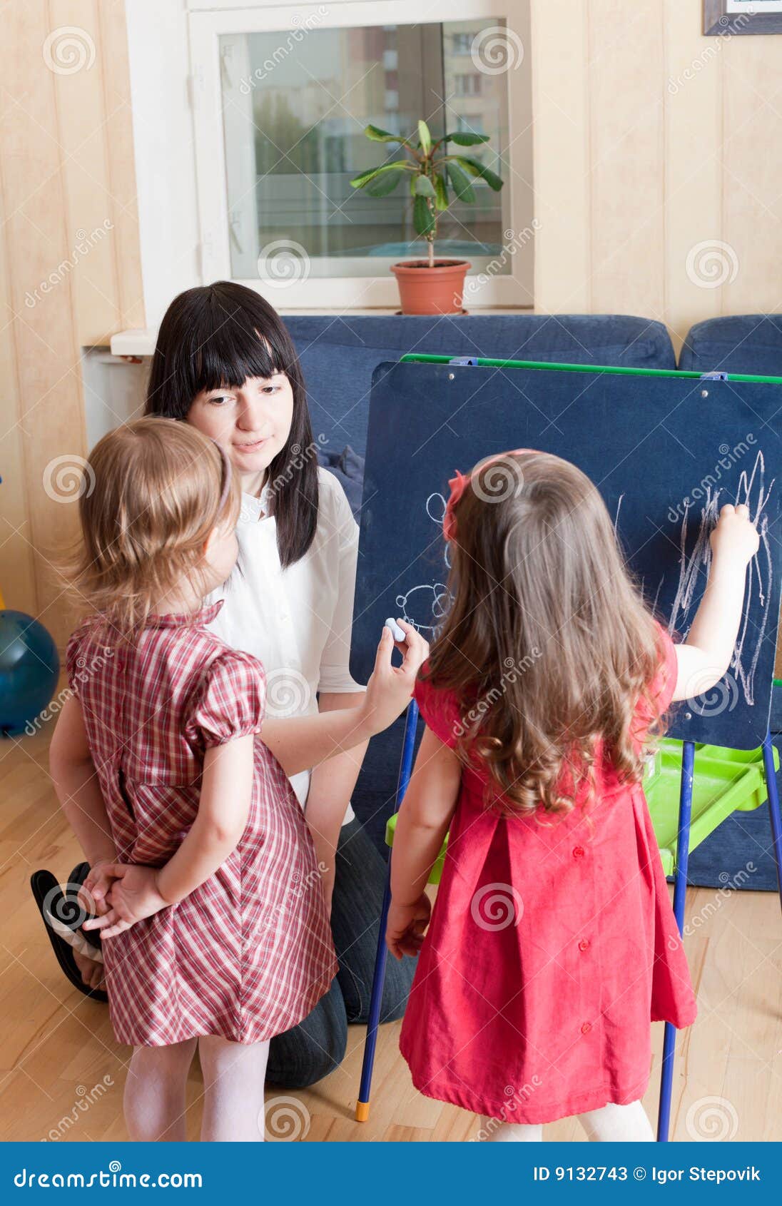 Mother Teaching Her Daughters Stock Image - Image of caucasian ...