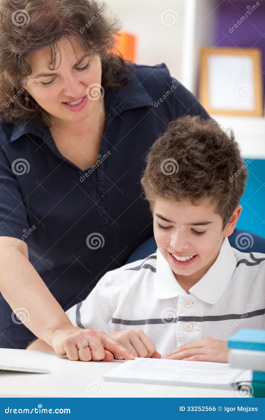 Mother teaching her son stock photo. Image of help, bright - 33252566