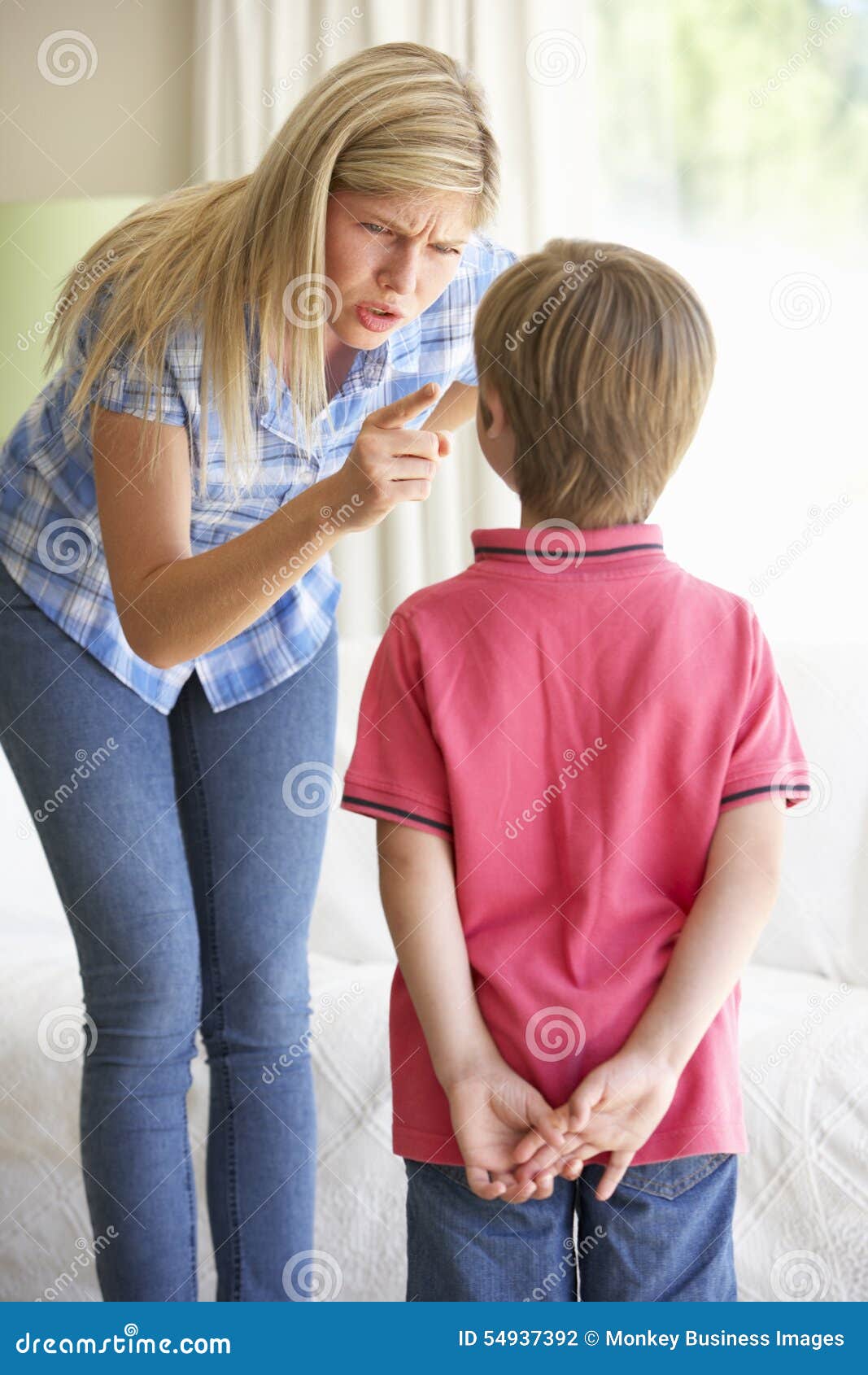 Mother Telling Off Son at Home Stock Photo - Image of parent, people ...