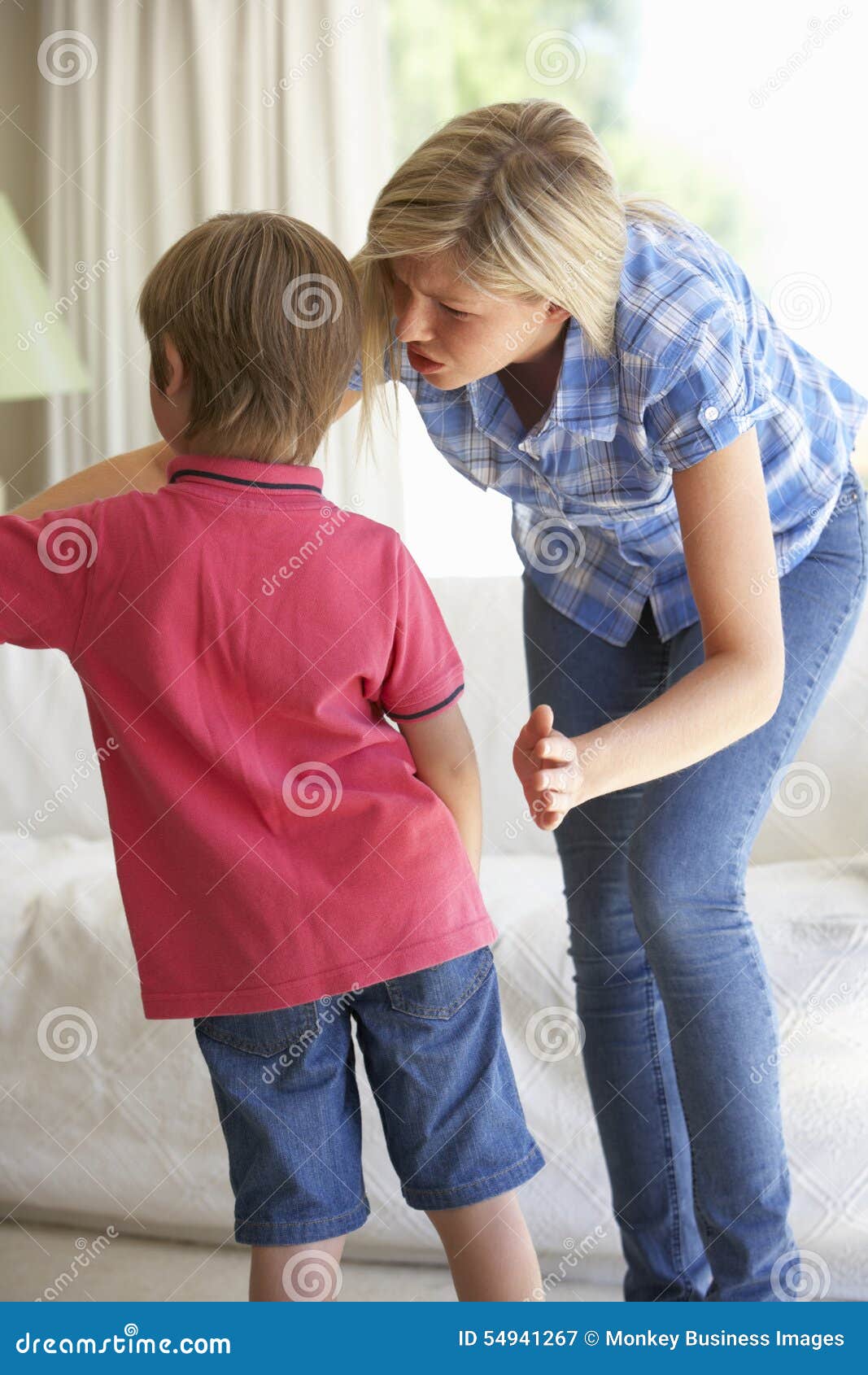 Mother Telling Off Son at Home Stock Image - Image of naughty, person ...