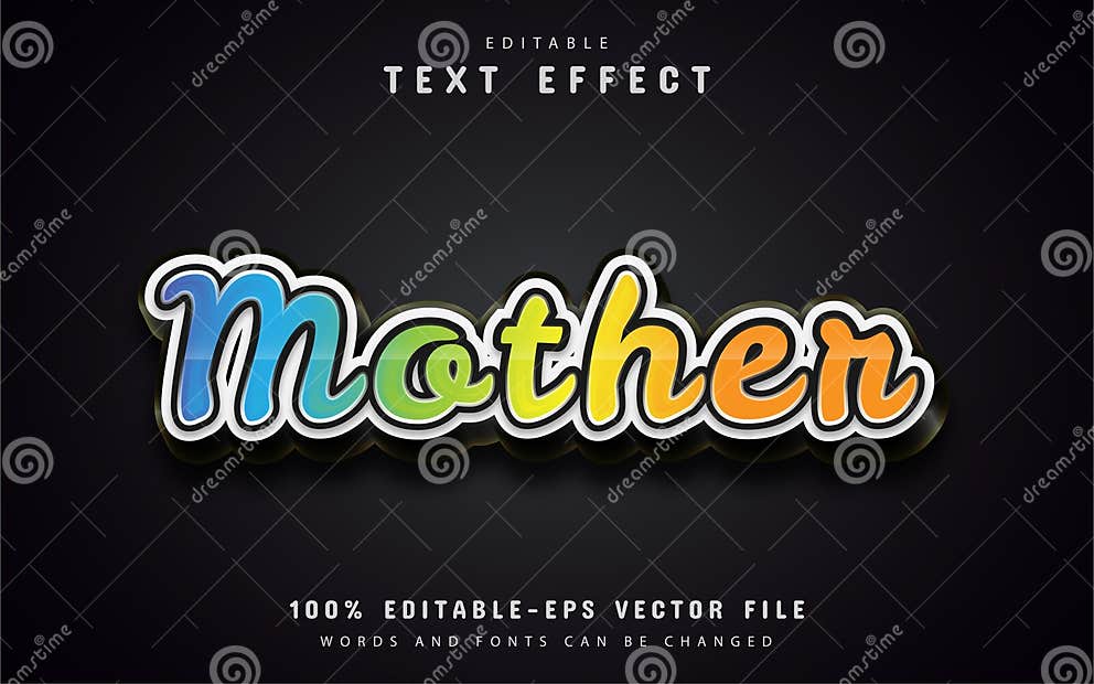 Mother Text Effect Editable Stock Vector - Illustration of celebration ...