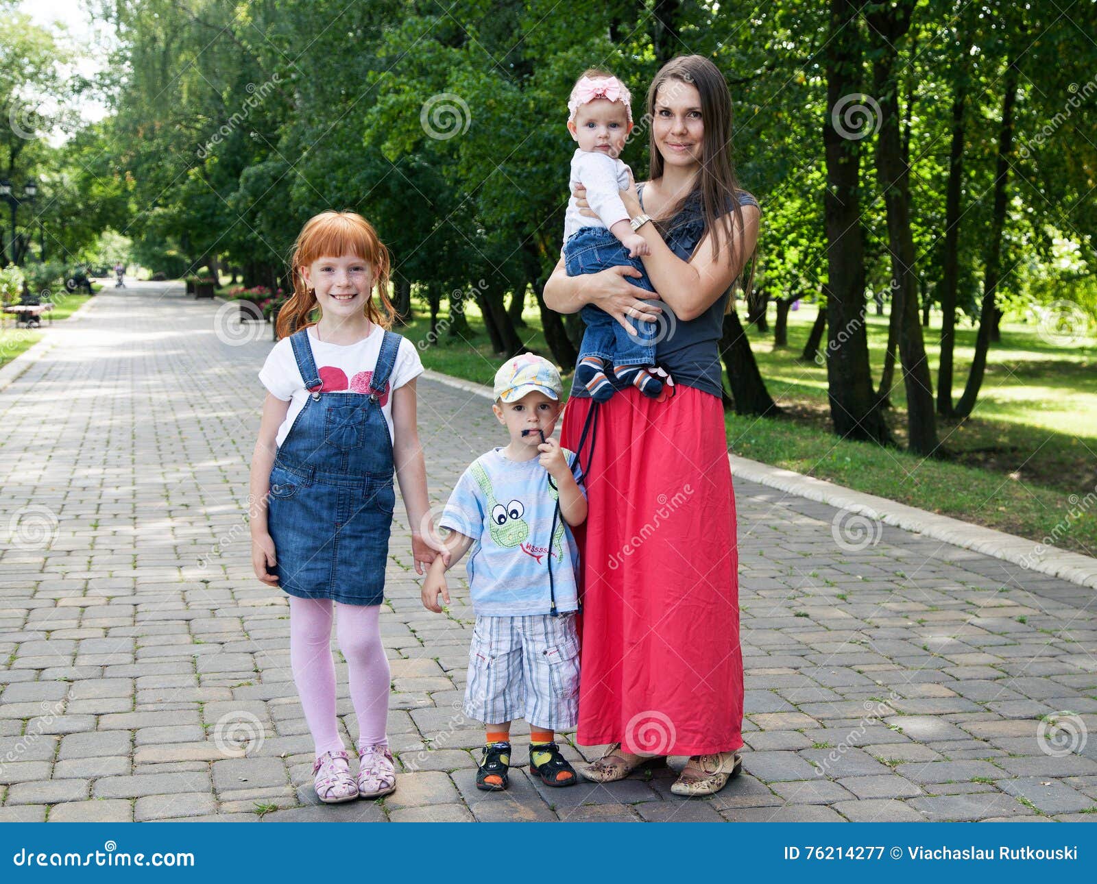 Mother with three children stock image. Image of girl - 76214277