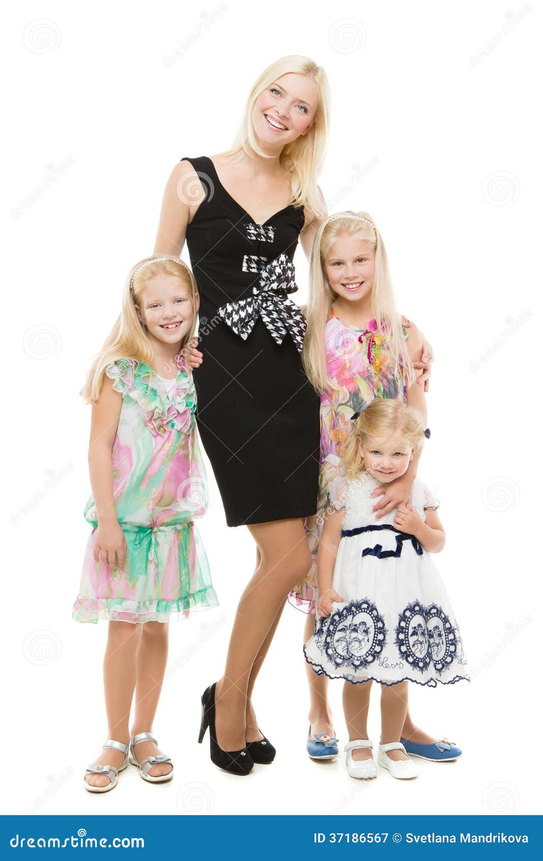 Mother With Three Daughters Stock Image Image Of Daughters Happy