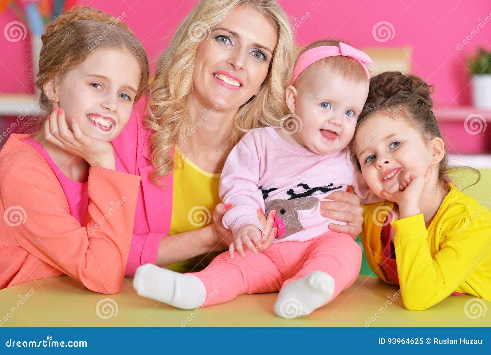 Mother with Three Daughters Stock Image - Image of children, adorable ...