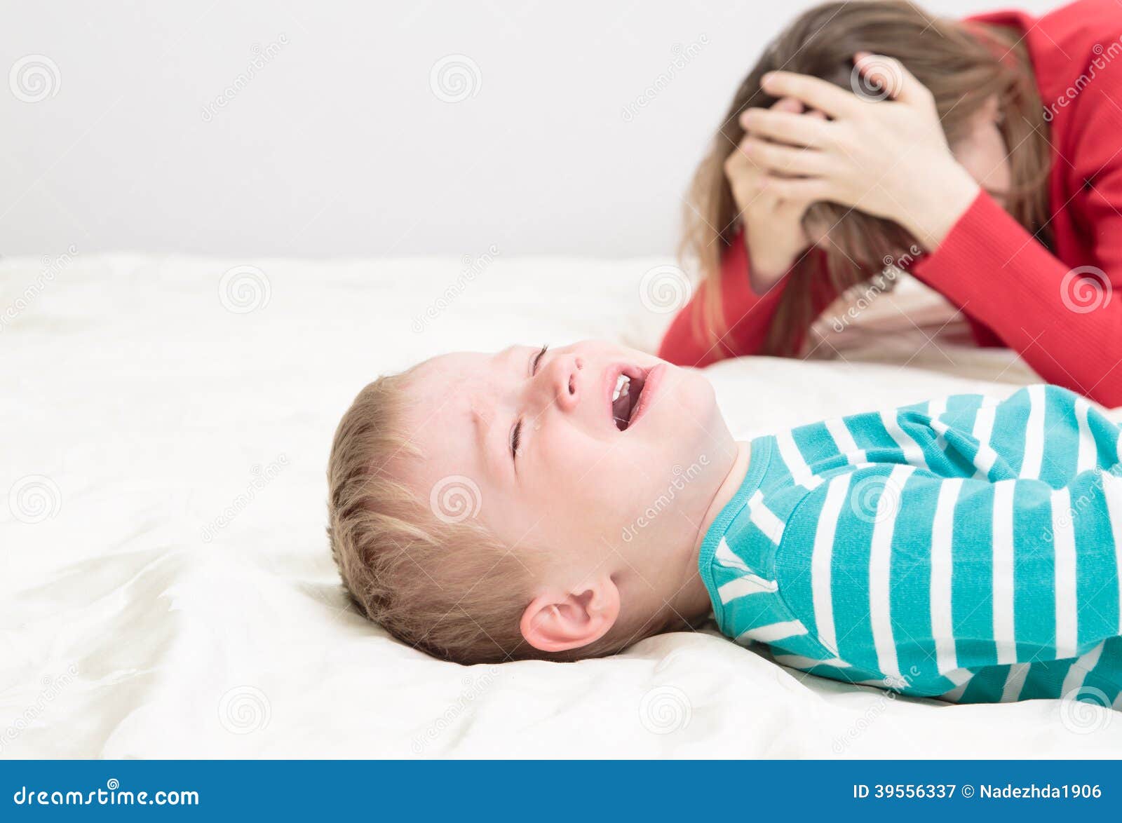 Mother is Tired, Child is Crying Stock Image - Image of mother, people ...