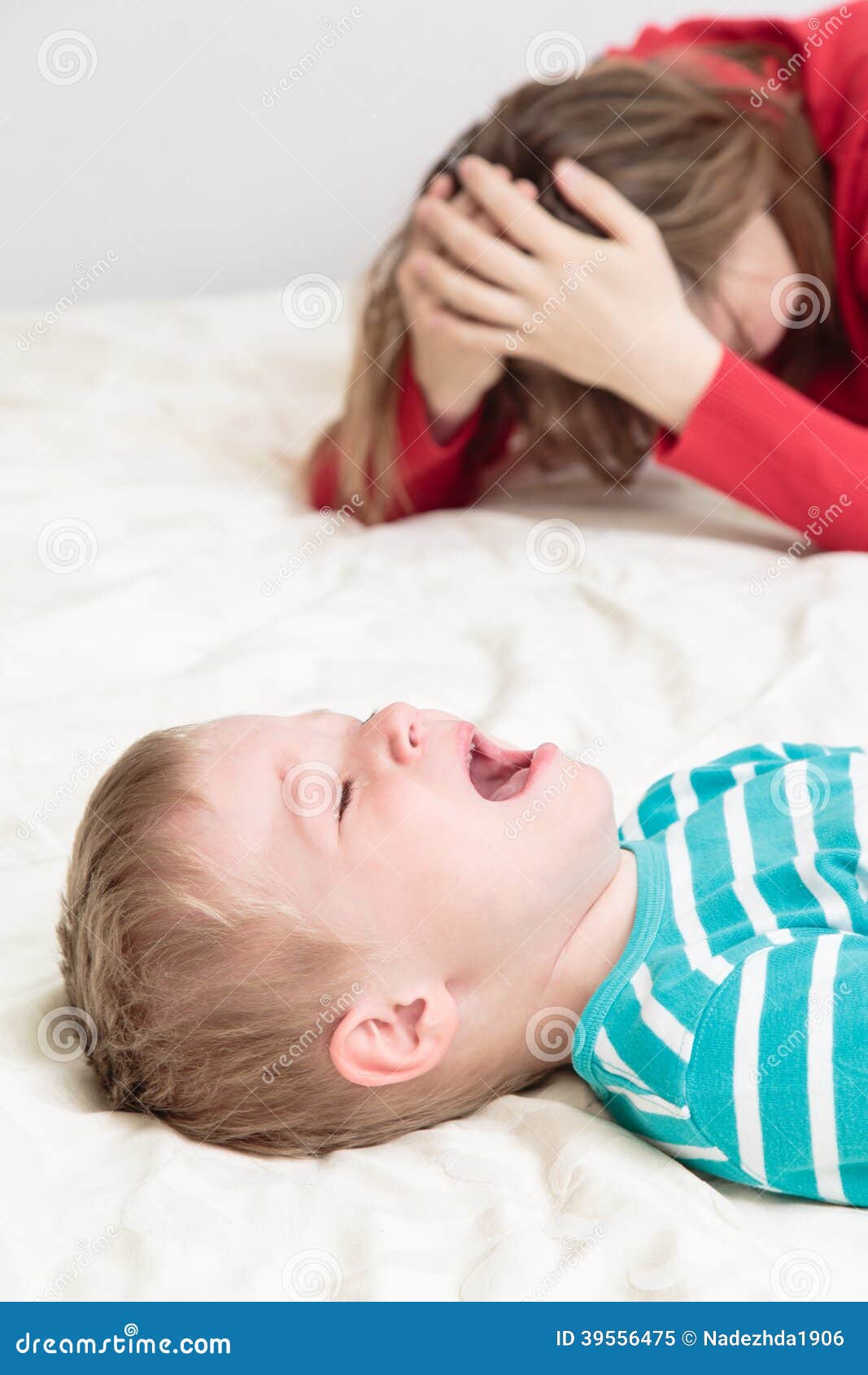 Mother is Tired, Child is Crying Stock Image - Image of relationship ...