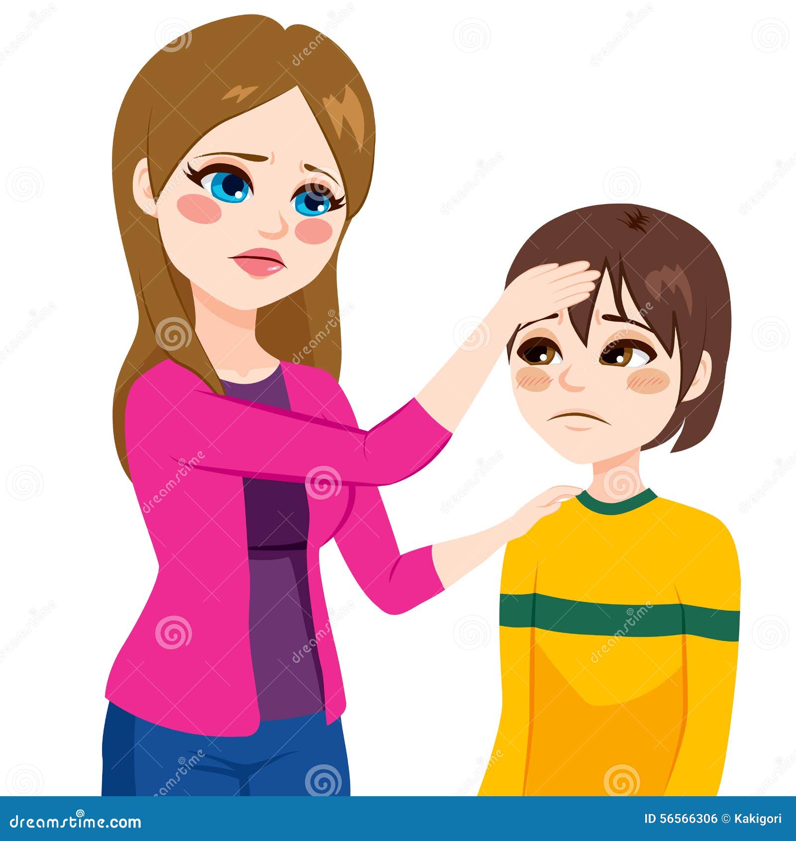 Mother Touching Son Head stock vector. Illustration of cartoon - 56566306