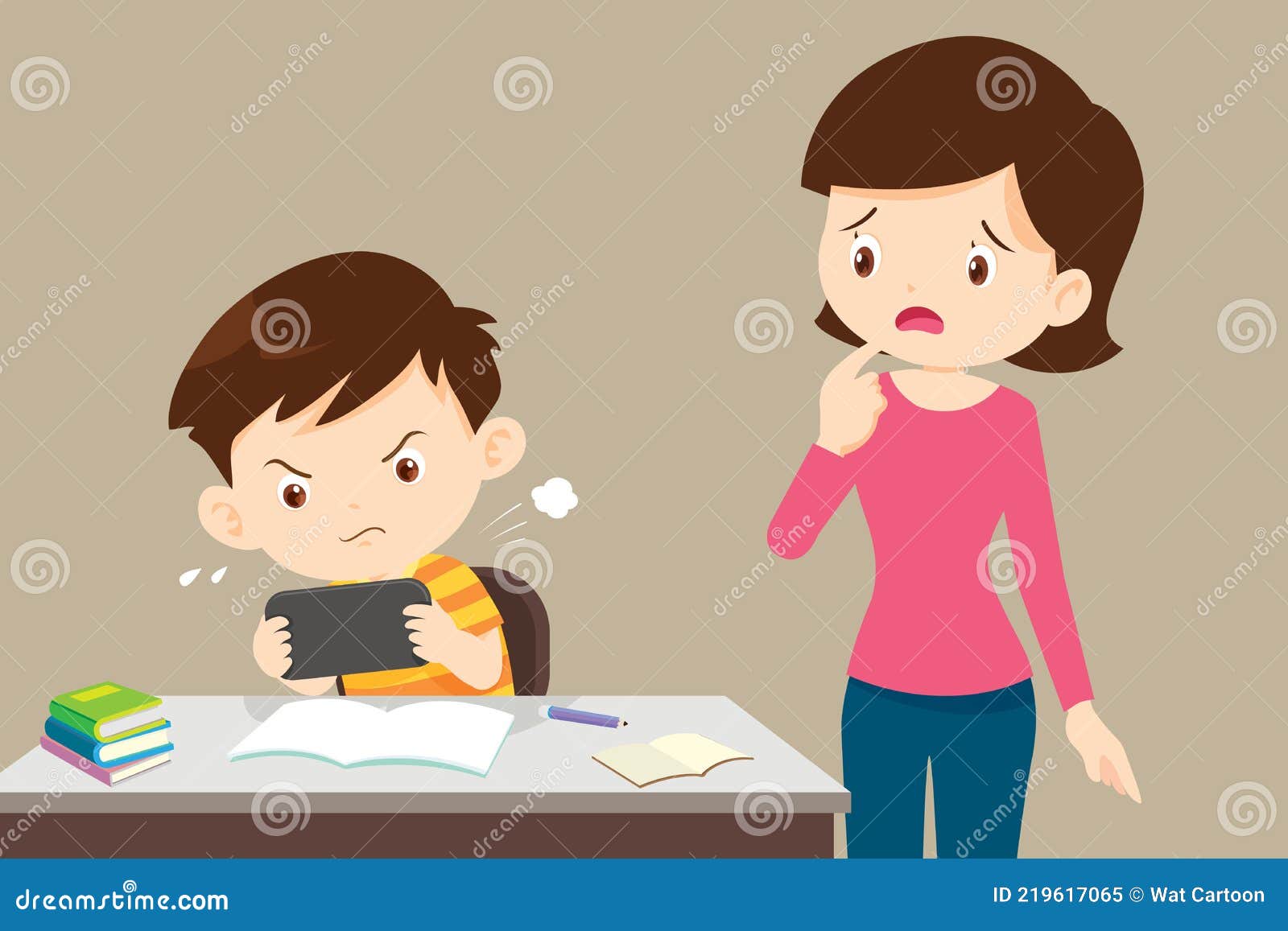 Doing Homework Isolated Cartoon Vector Illustration Set ...