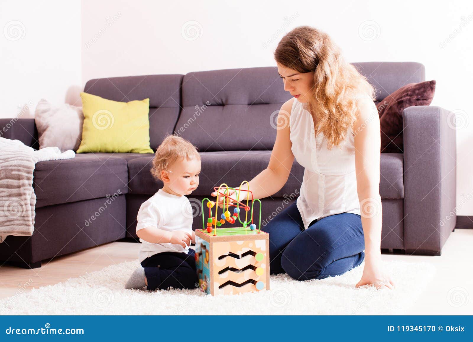 Mother is Trying To Help Her Son Stock Photo - Image of learning, happy ...
