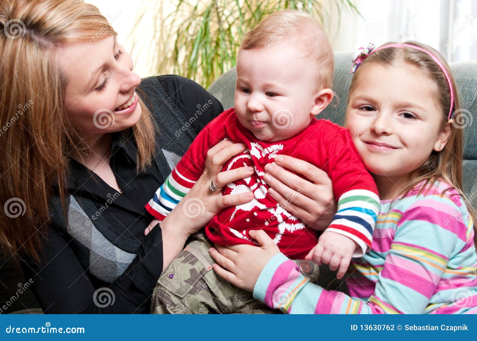 Mother and two children stock photo. Image of relatives - 13630762