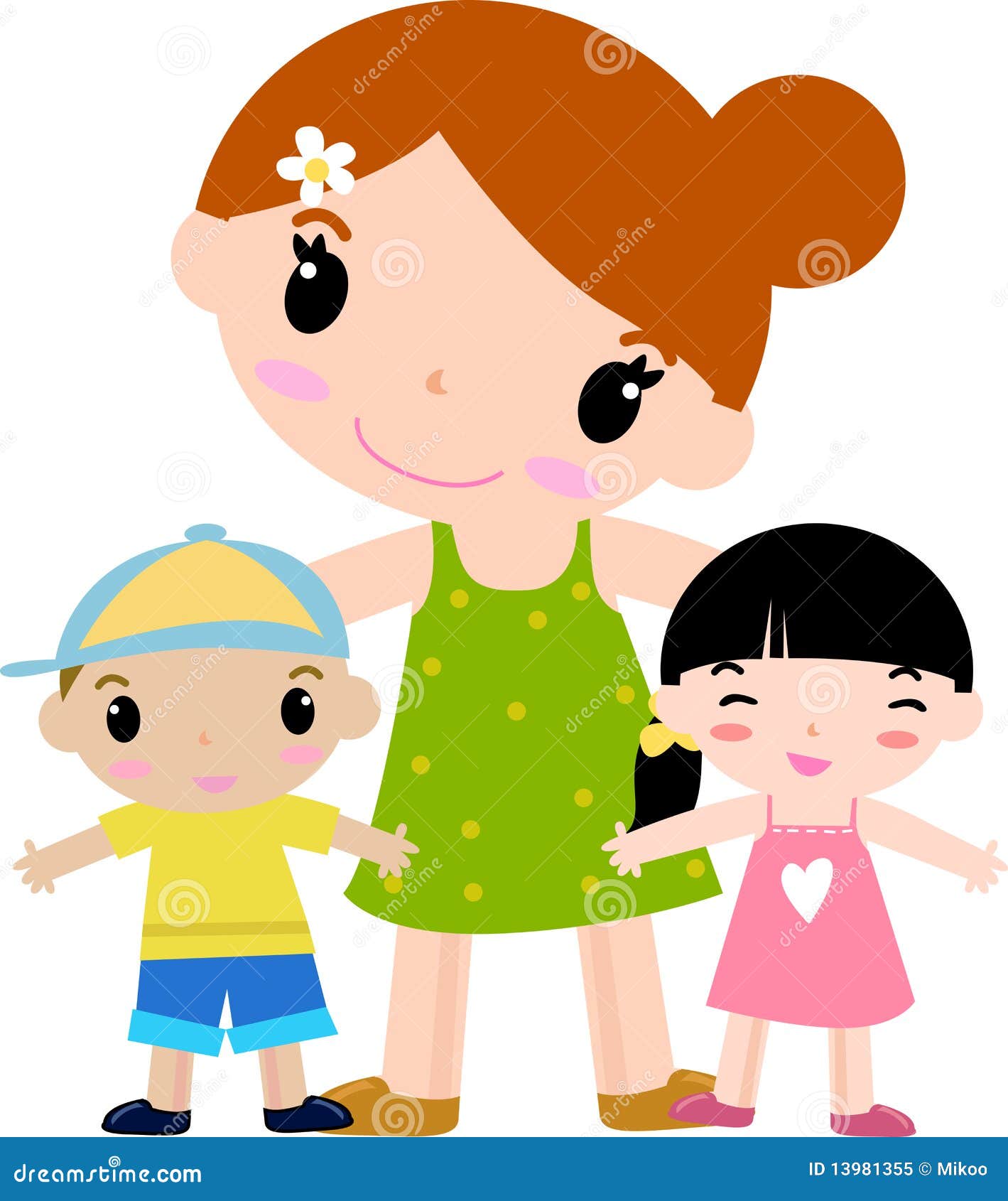 Mother and two children stock vector. Illustration of male - 13981355
