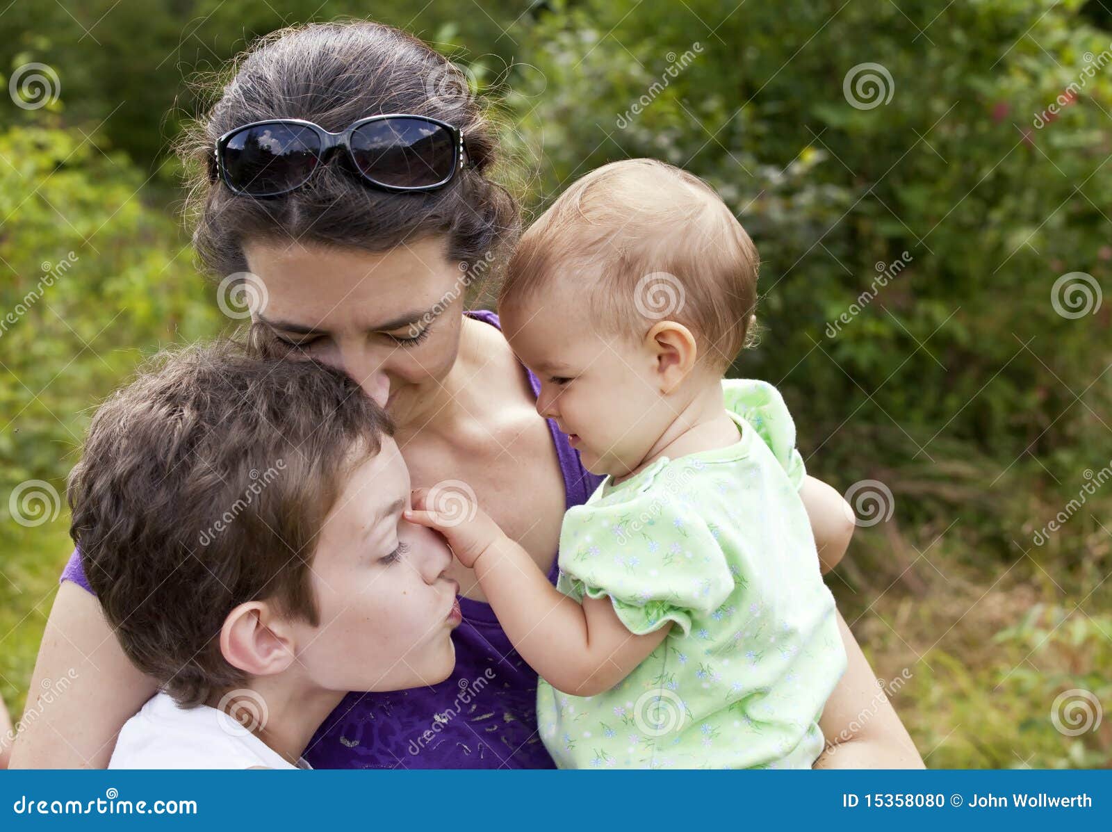 Mother and two children stock photo. Image of child, female - 15358080