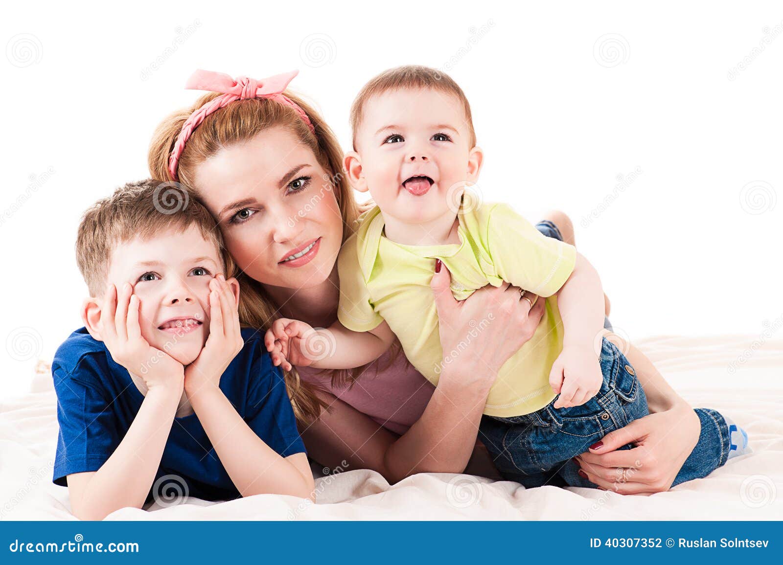Mother with two children stock photo. Image of motherhood - 40307352