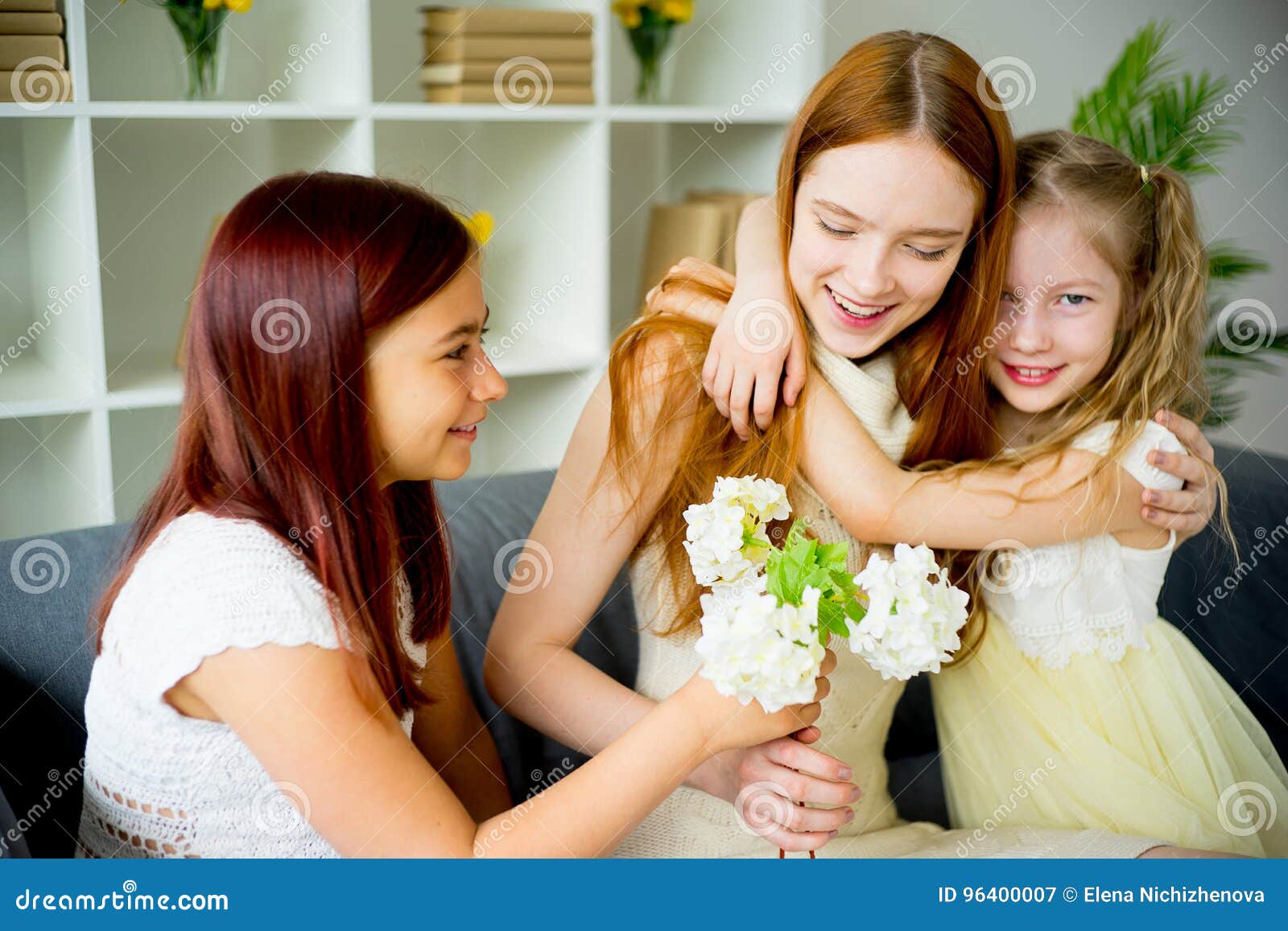 Mother with two daughters stock image. Image of family - 96400007