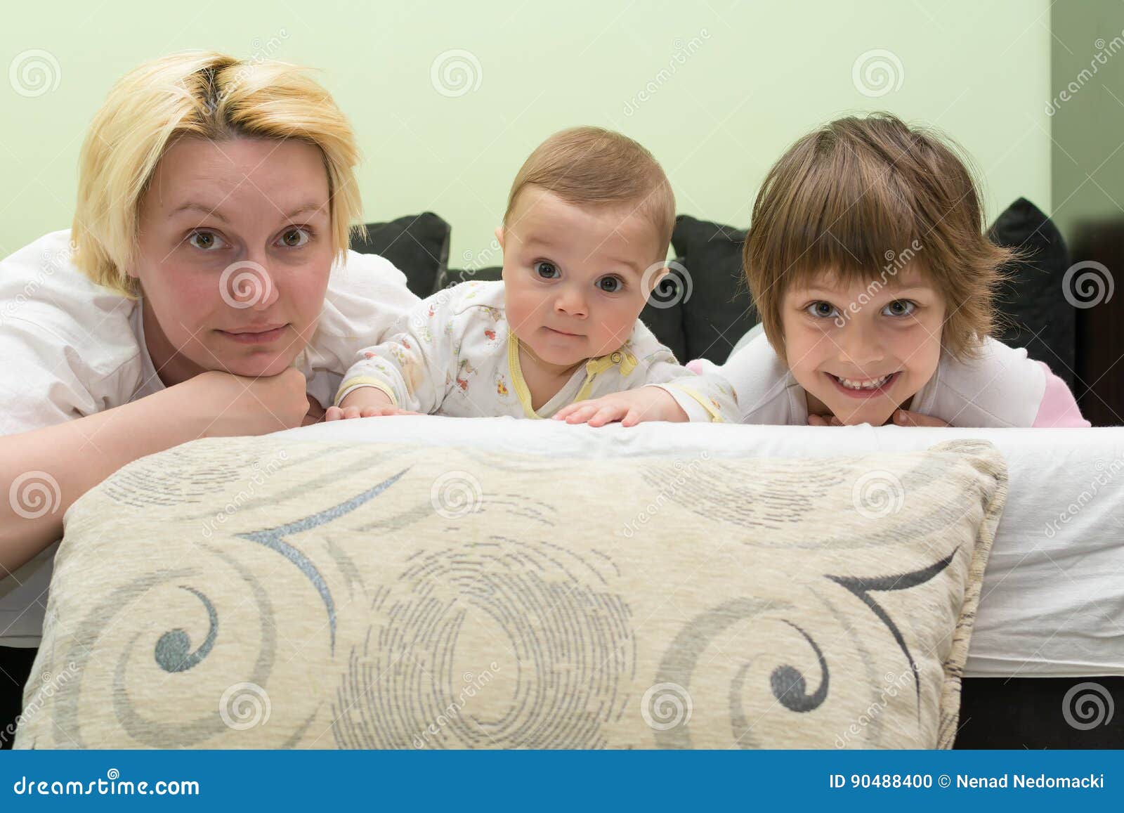 Mother with two kids stock photo. Image of leisure, elementary - 90488400