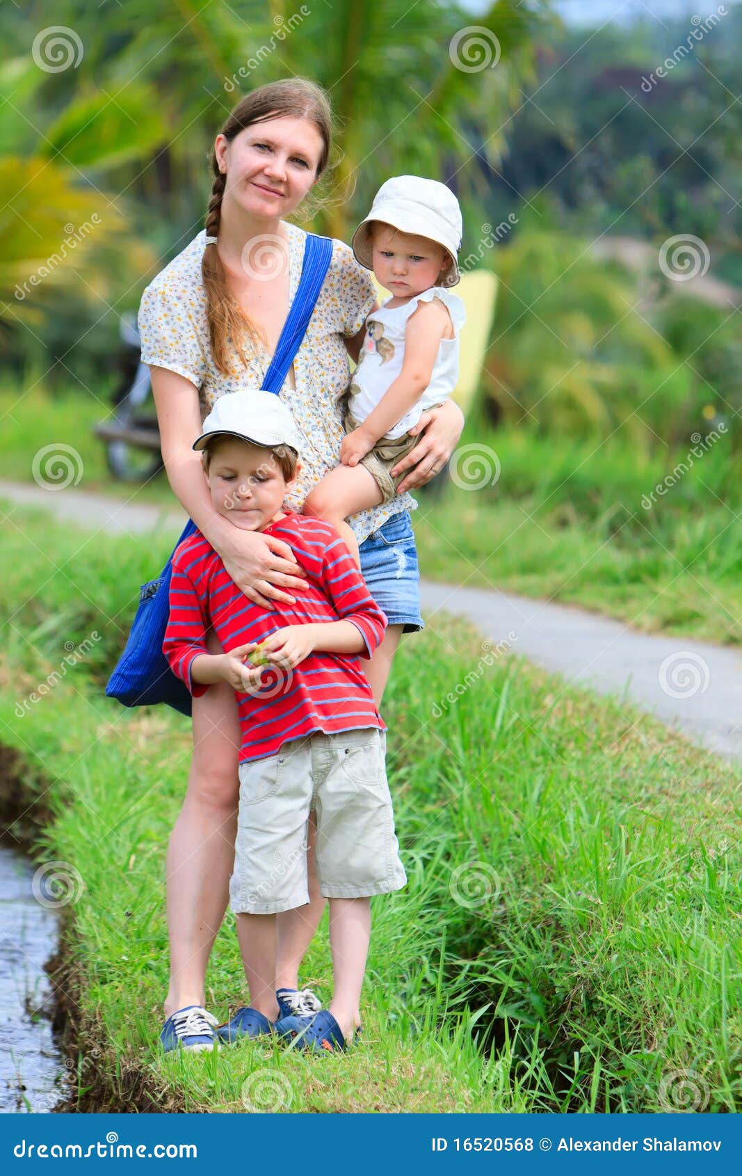 Mother and Two Kids Outdoors Stock Photo - Image of female, three: 16520568