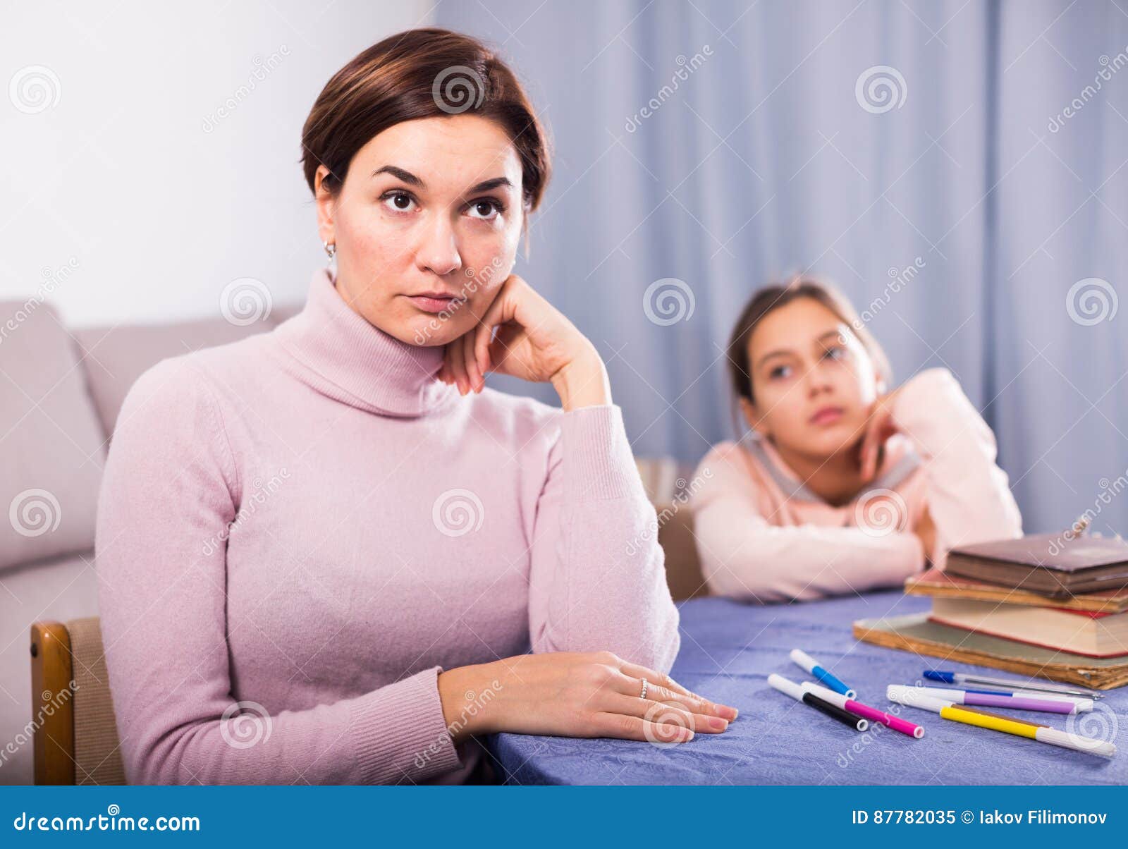 Mother Upset Her Daughter Stock Image Image Of American 87782035