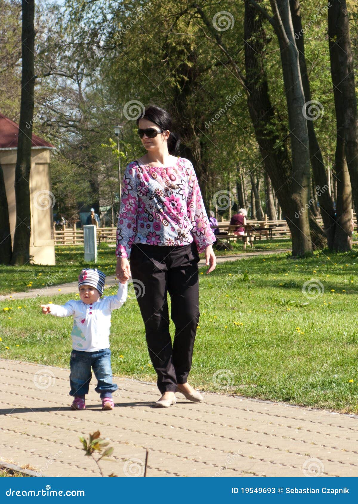 Mother Walking At Home With Child Standing On Her Feet Stock Photo ...