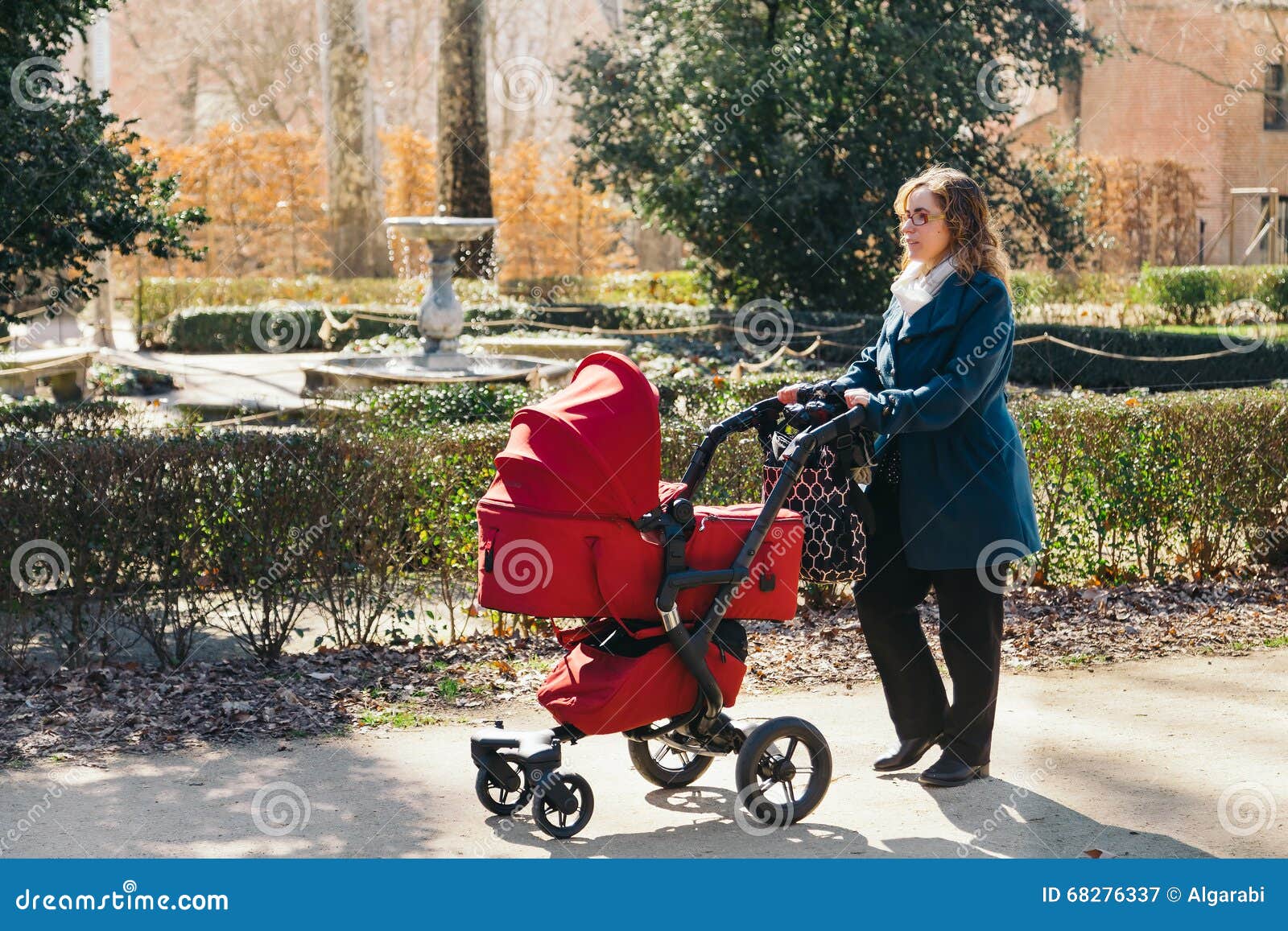 Mother Walking with Baby Stroller Stock Image - Image of pram, family ...