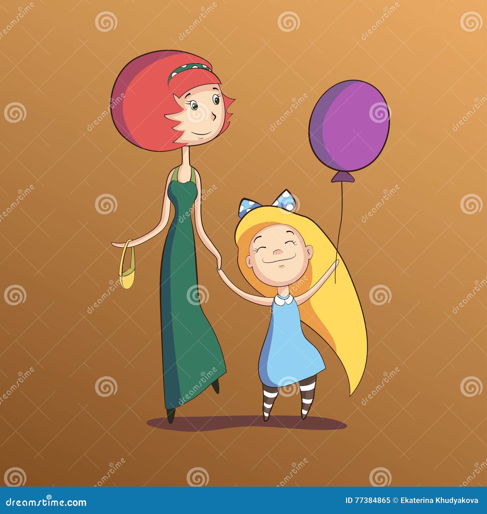 Mother witch daughter stock vector. Illustration of dress - 77384865
