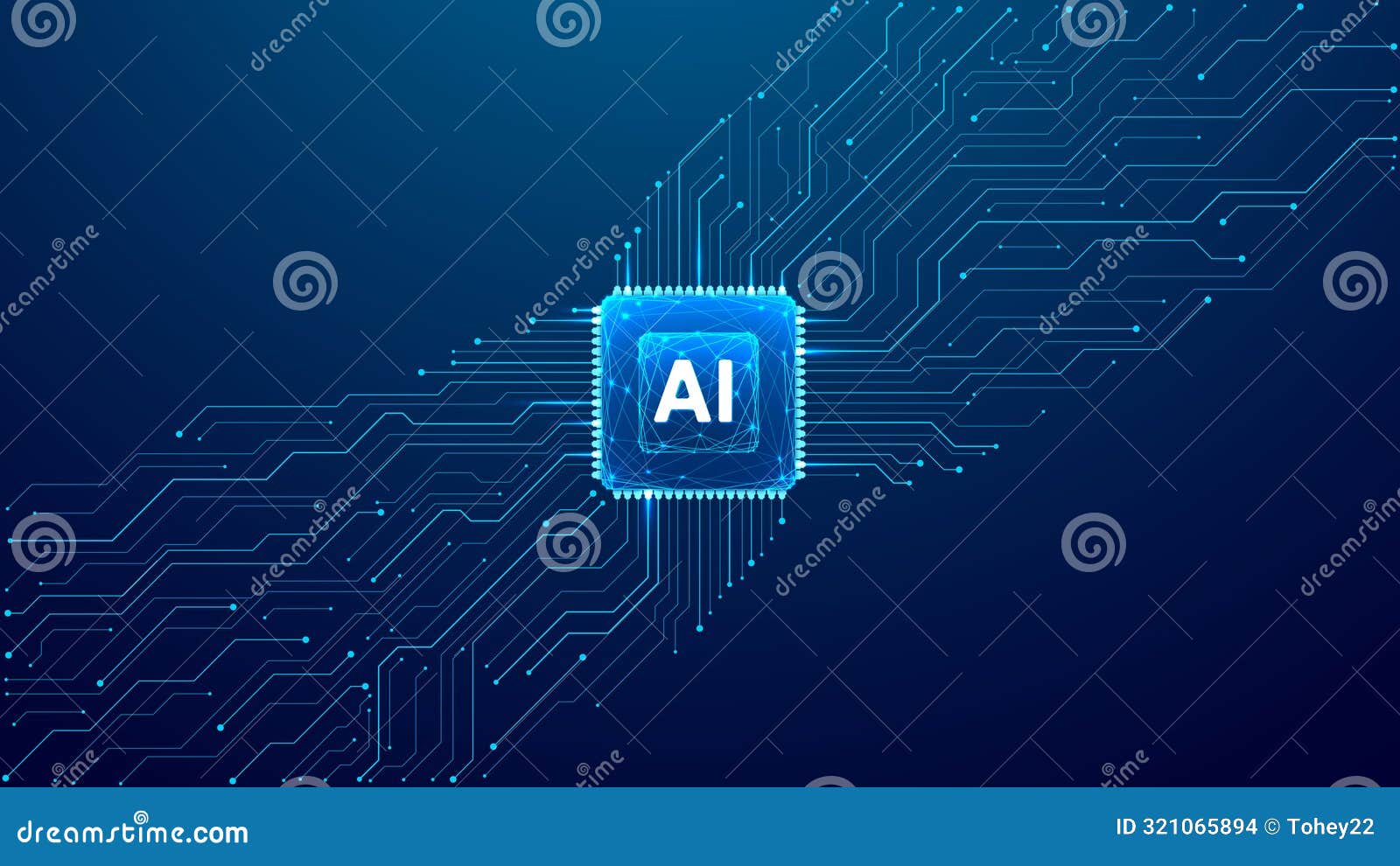 Motherboard, AI Chip on Tech Bg. Vector Illustration Stock Vector ...