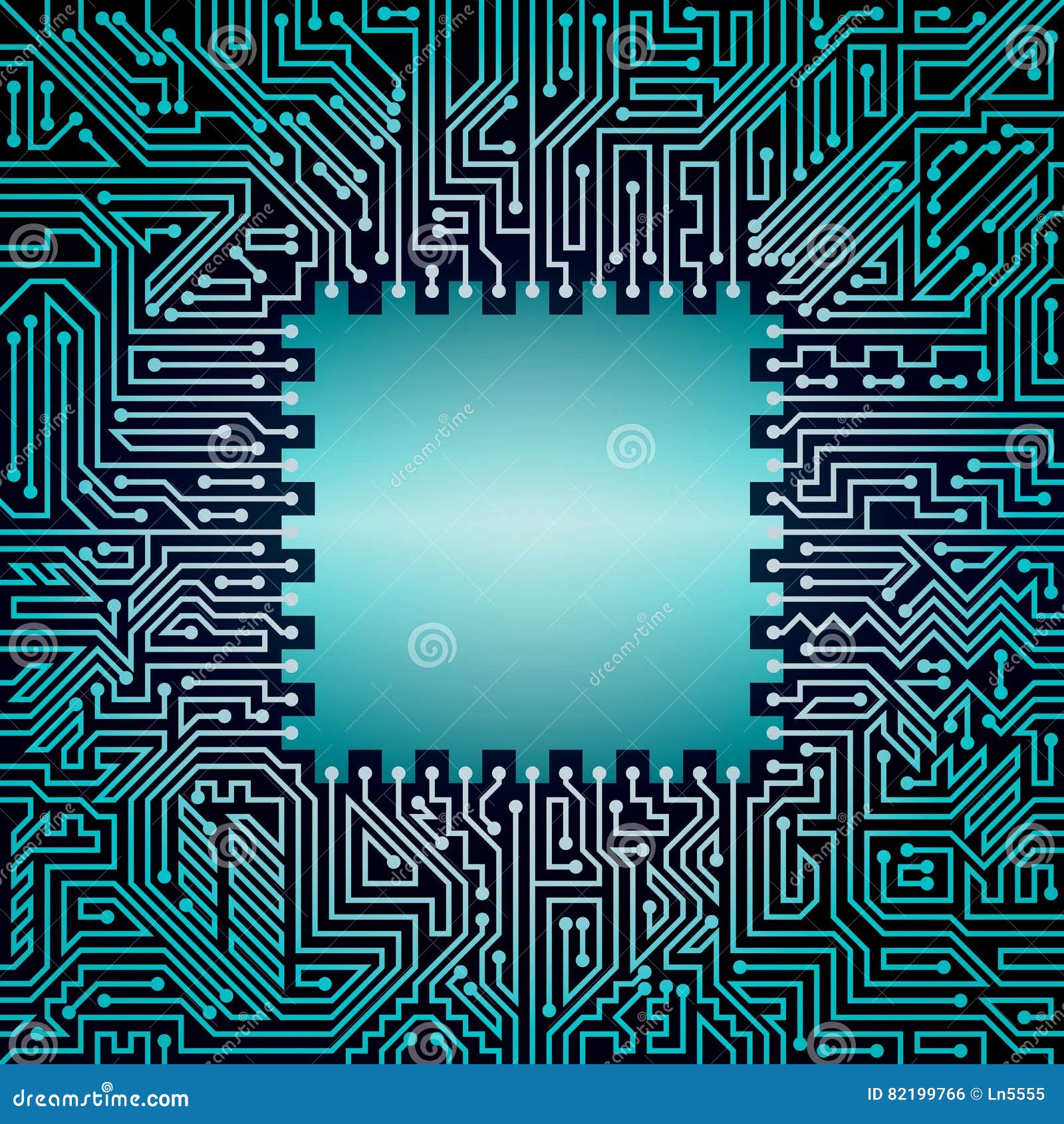 Motherboard Background with Chip of Blue and Black Shades Stock Vector ...