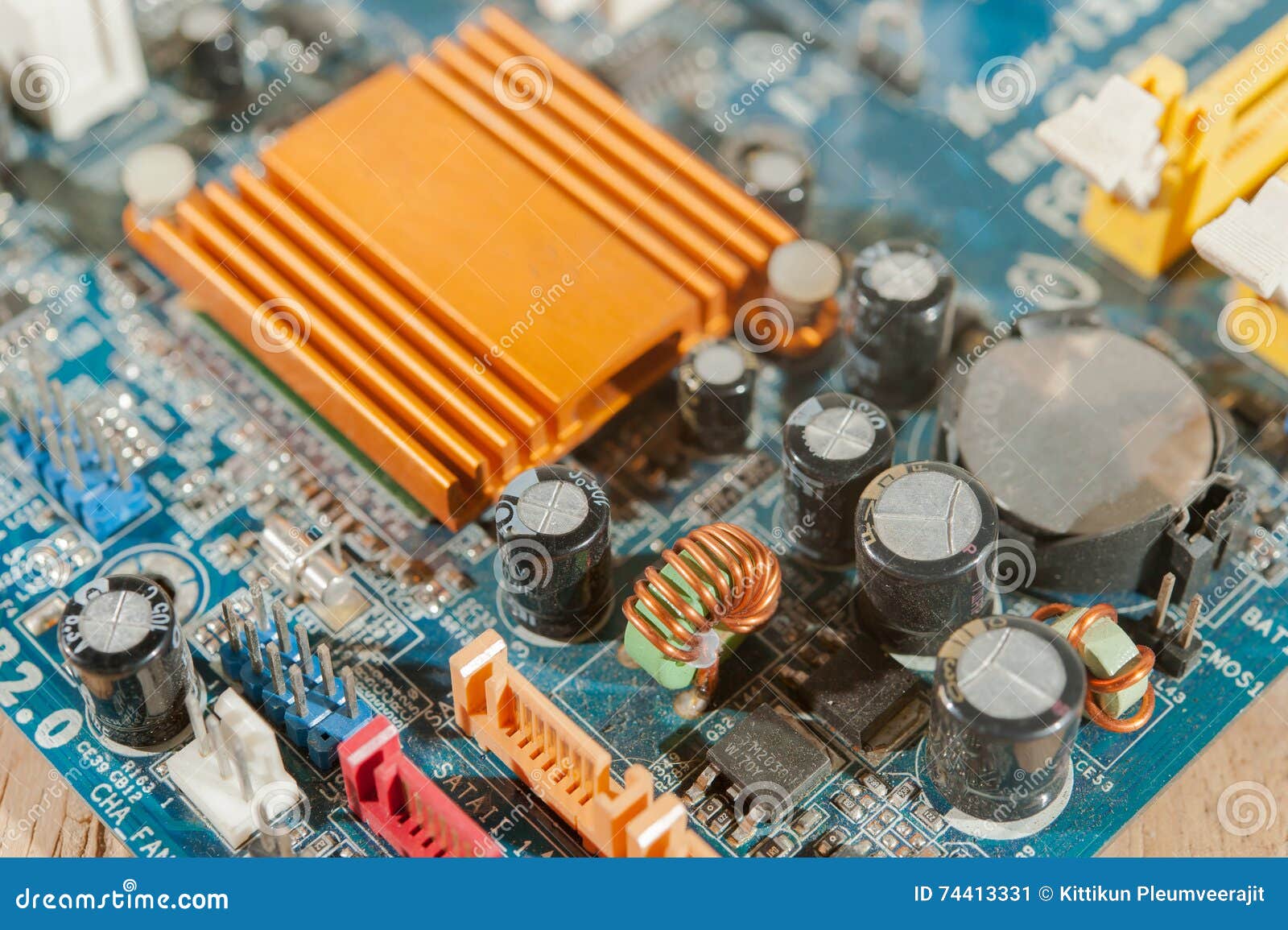 Motherboard Capacitor Close Up Stock Image - Image of metal ...