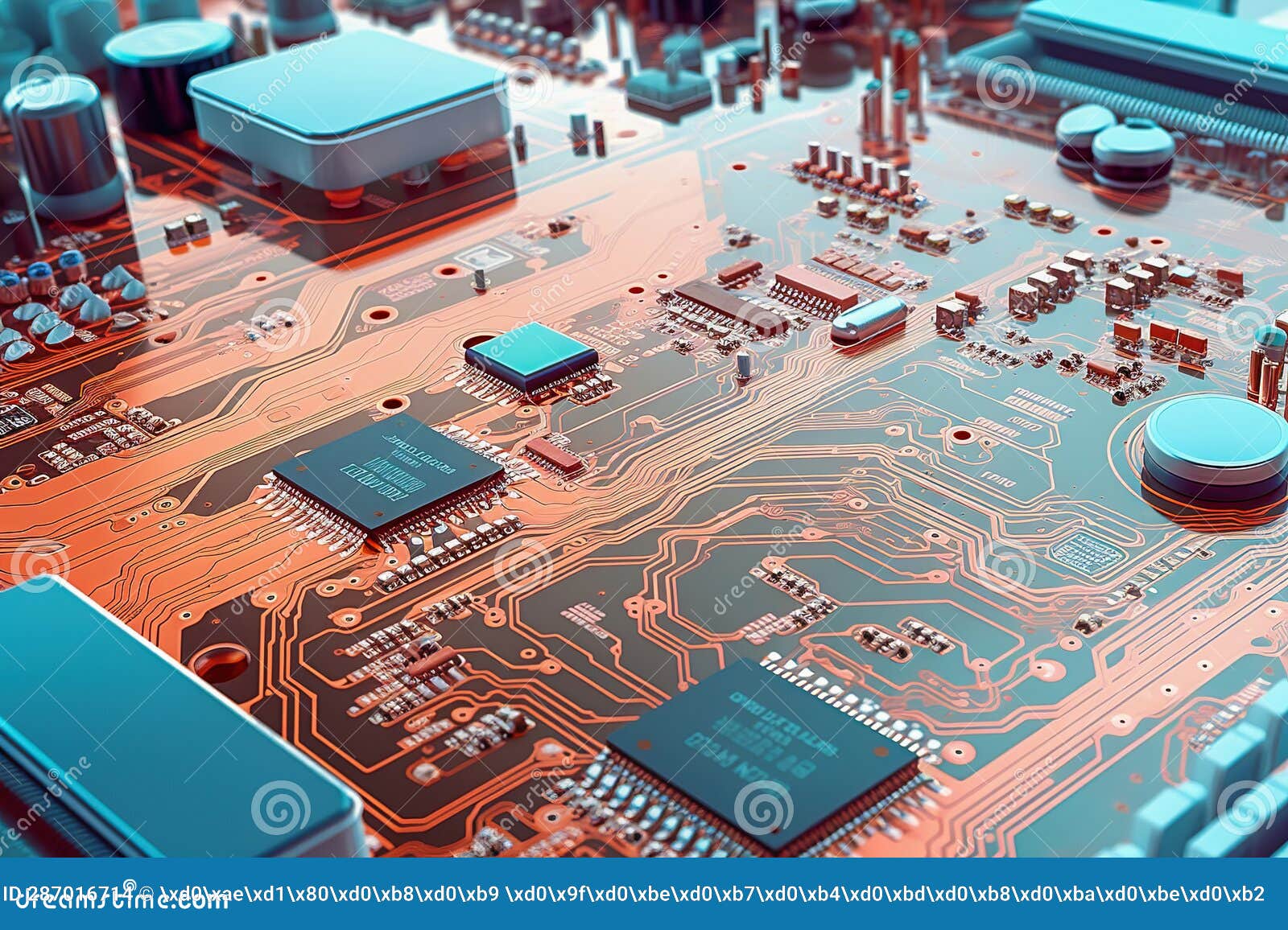 A Motherboard with Chips on a Computer. Close-up Stock Photo - Image of ...