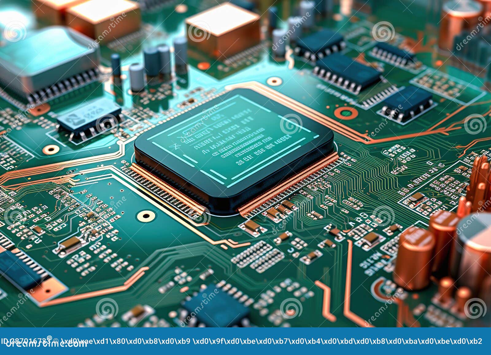 A Motherboard with Chips on a Computer. Close-up Stock Image - Image of ...