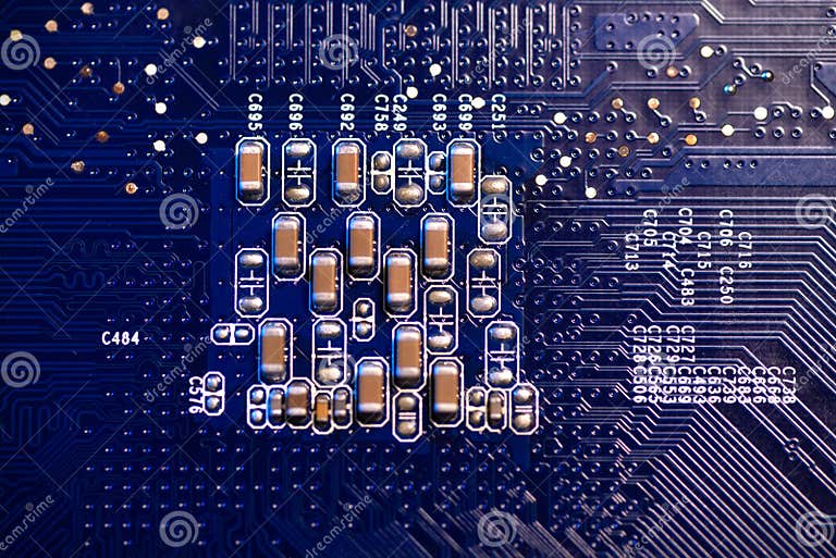 Motherboard Close-up with Contacts, Desktop PC. Computer Technology ...