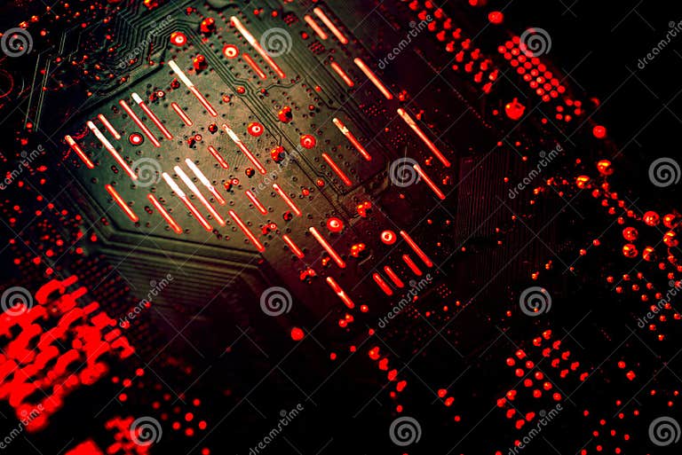 Motherboard Close-up with Contacts, Desktop PC. Computer Technology ...