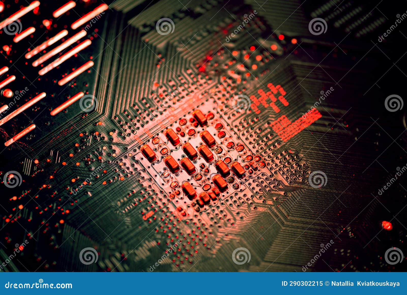 Motherboard Close-up with Contacts, Desktop PC. Computer Technology ...