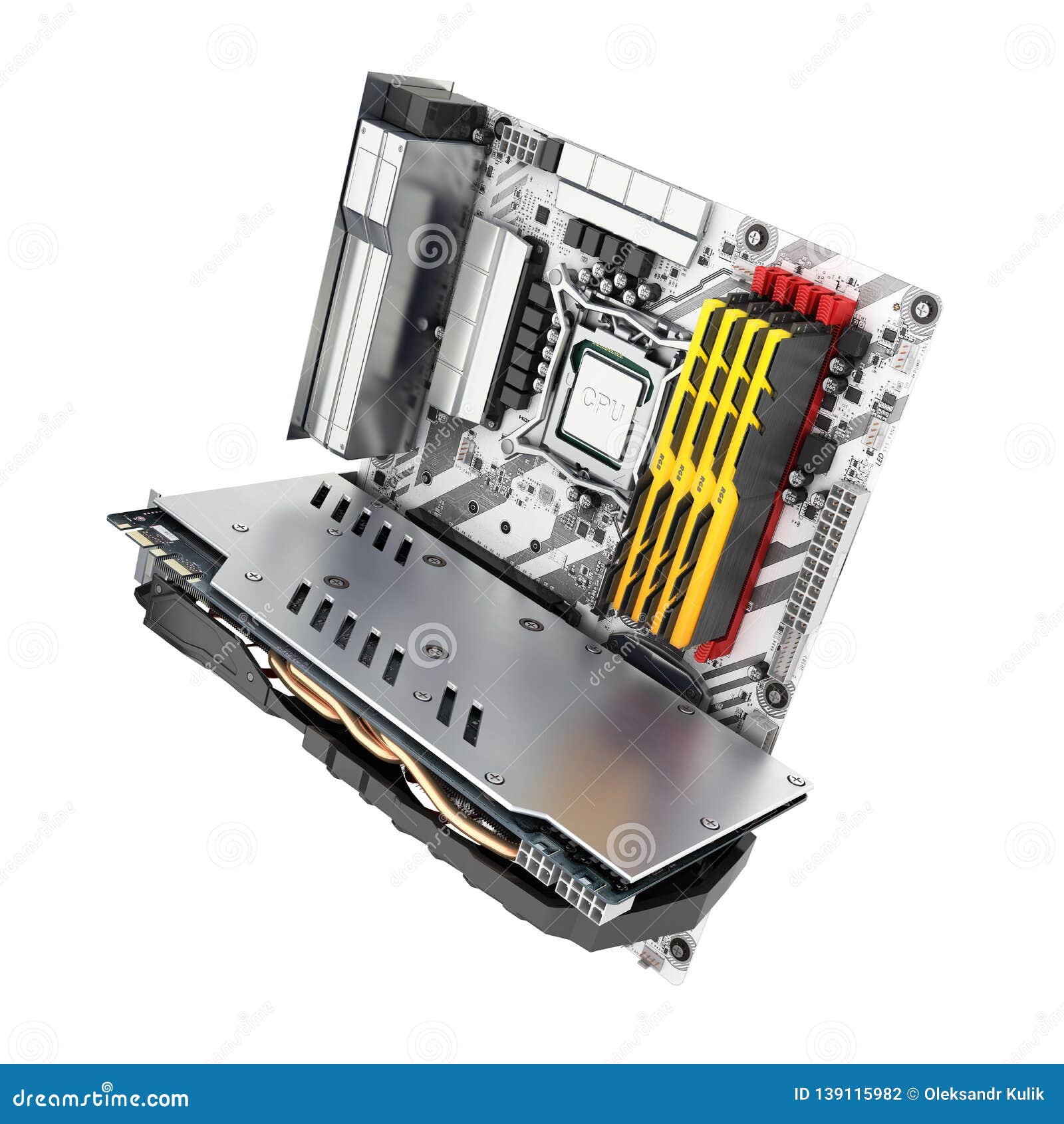 Motherboard Complete With RAM And Video Card In Disassembled Form ...