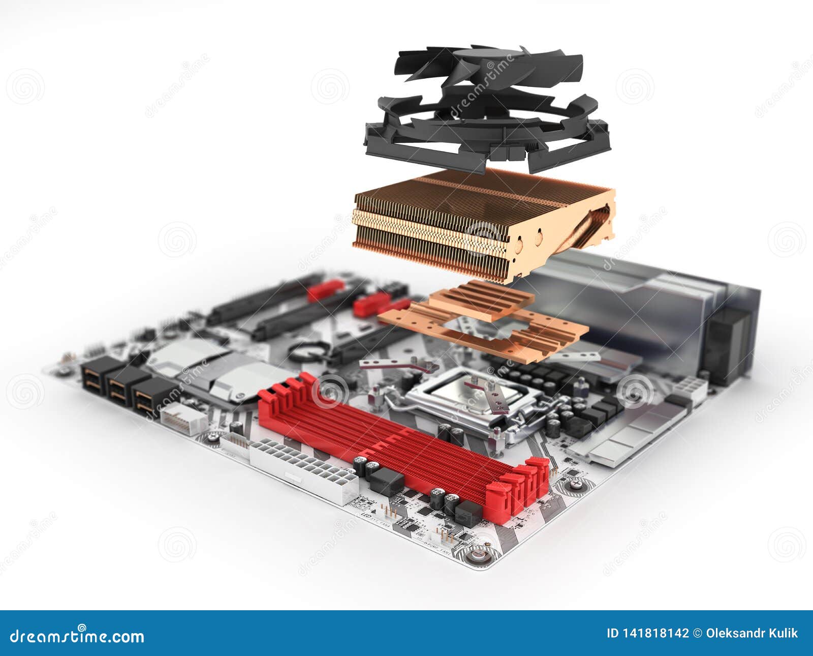 Motherboard Complete Withprocessor and Cooling System in Disassembled ...