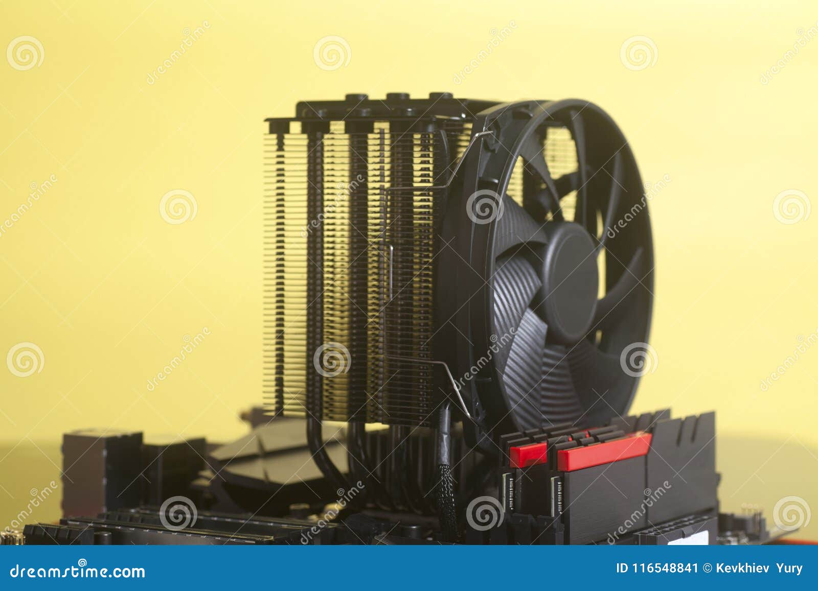 Motherboard Computer Circuit with CPU Fan Processor Cooler Stock Image ...