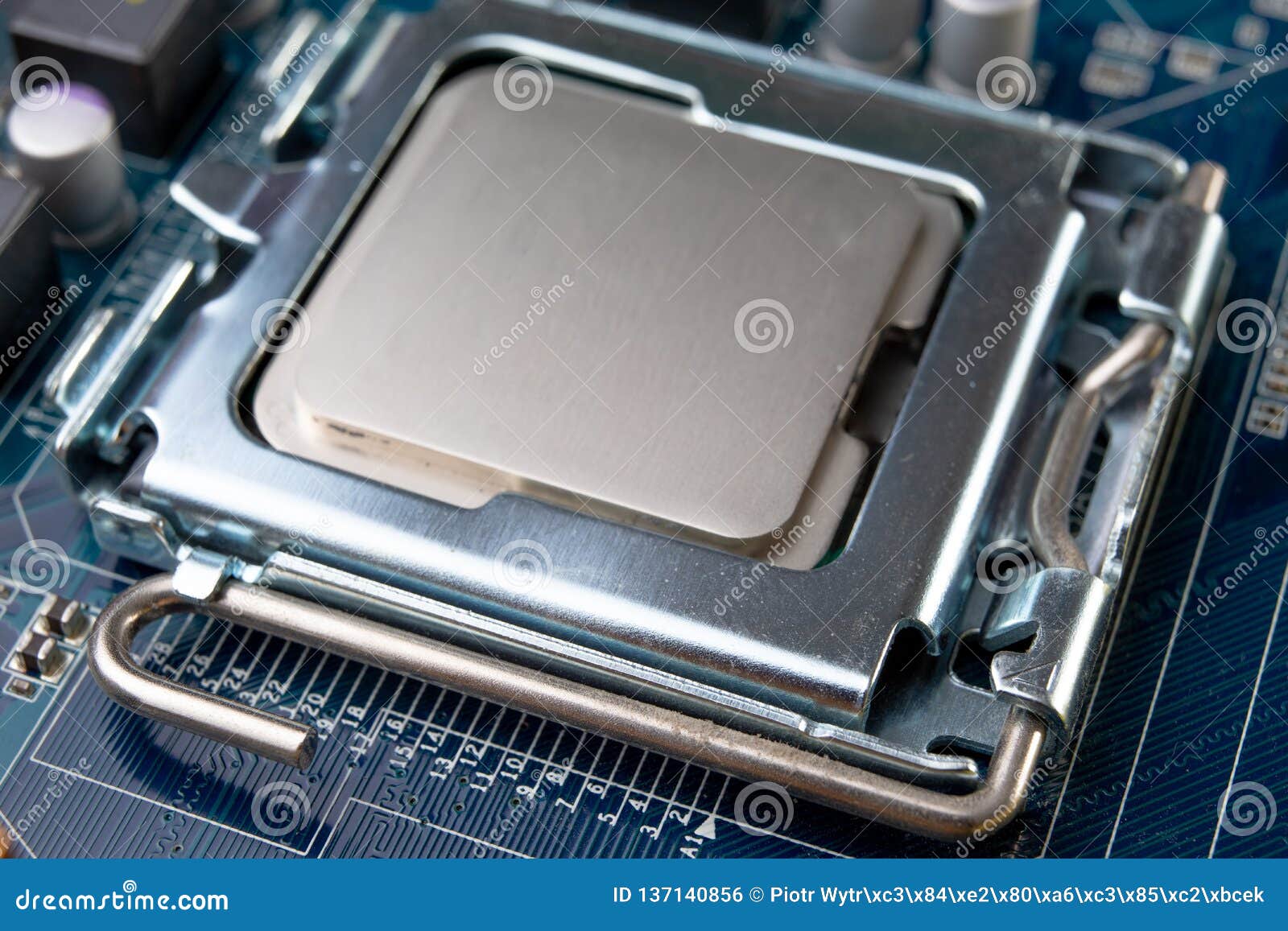 The Motherboard and Computer Components. Computer Accessories on a ...