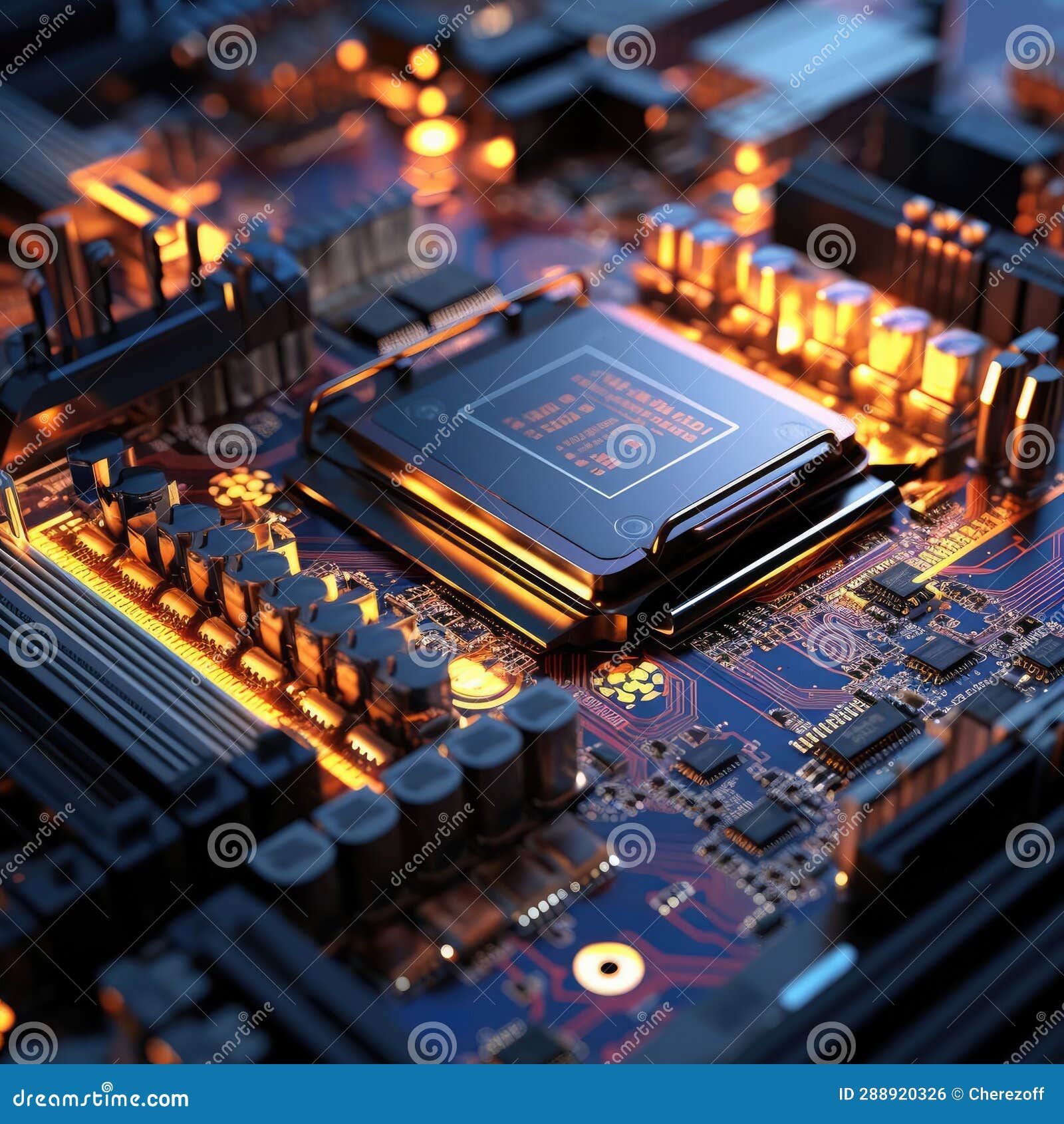 Motherboard and CPU stock illustration. Illustration of microchip ...