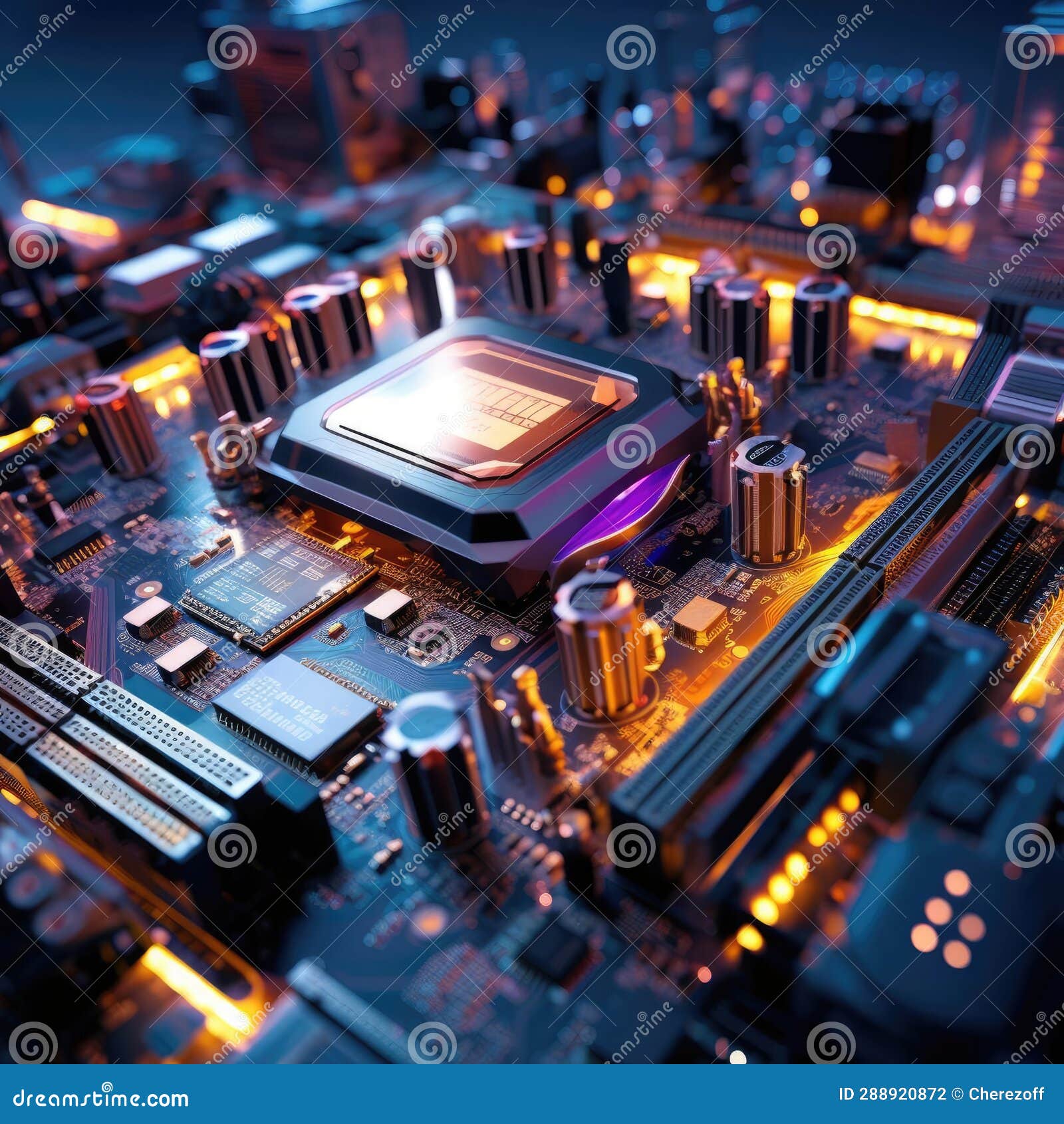 Motherboard and CPU stock illustration. Illustration of processor ...