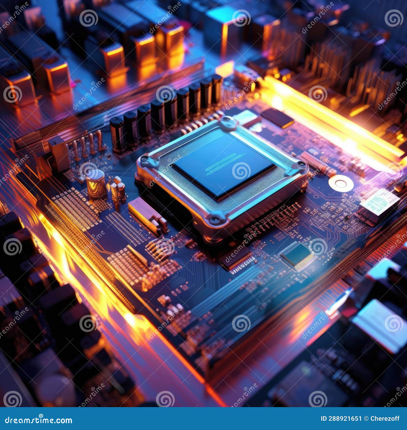 Motherboard and CPU stock illustration. Illustration of transistor ...