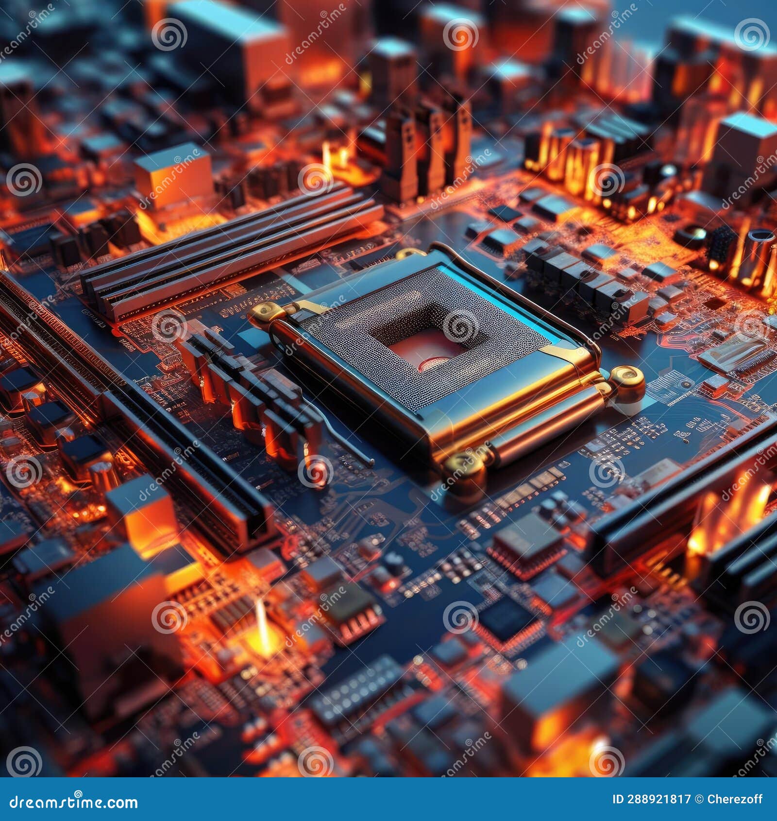 Motherboard and CPU stock illustration. Illustration of computer ...