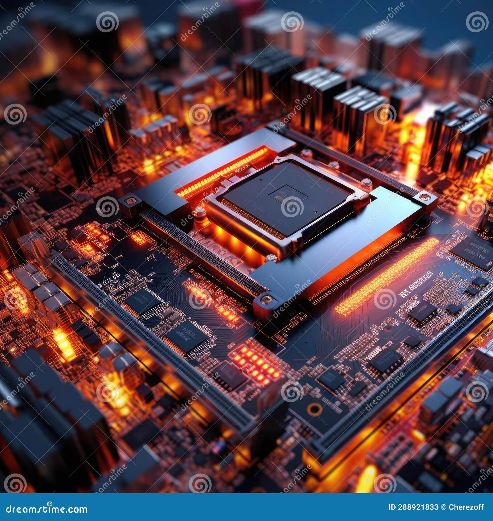 Motherboard and CPU stock image. Image of industry, technology - 288921833