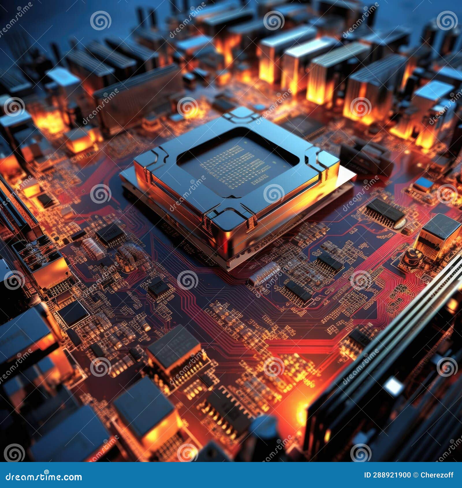 Motherboard and CPU stock photo. Image of abstract, technology - 288921900