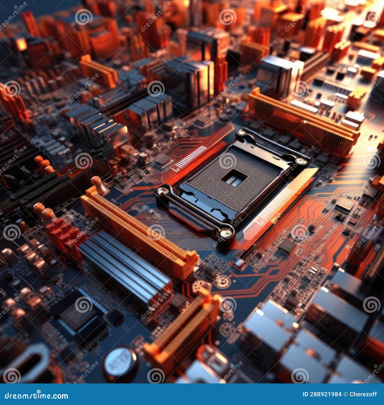Motherboard and CPU stock photo. Image of semiconductor - 288921984