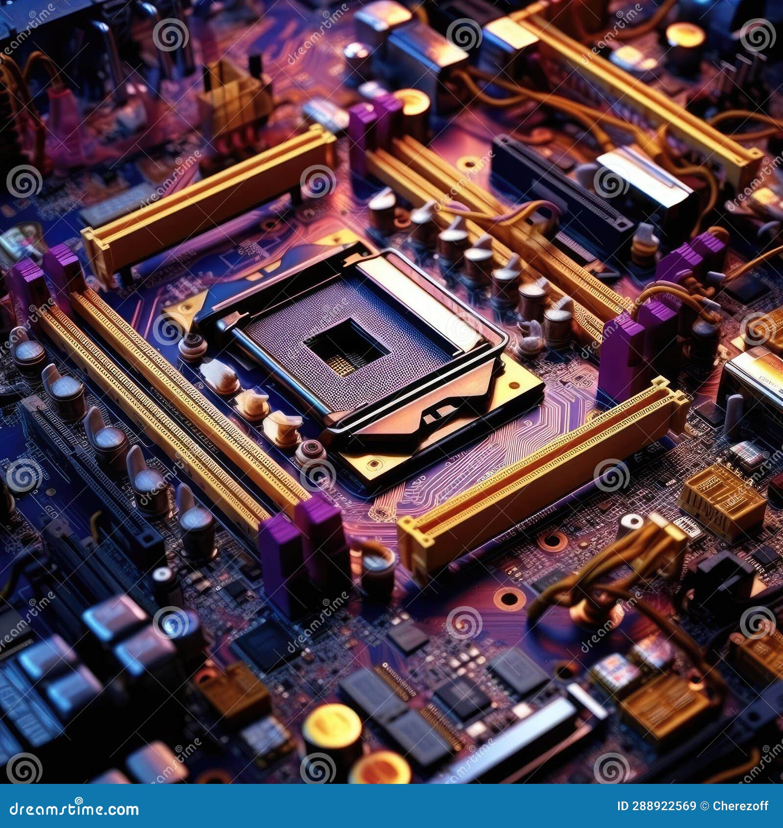 Motherboard and CPU stock image. Image of central, technology - 288922569