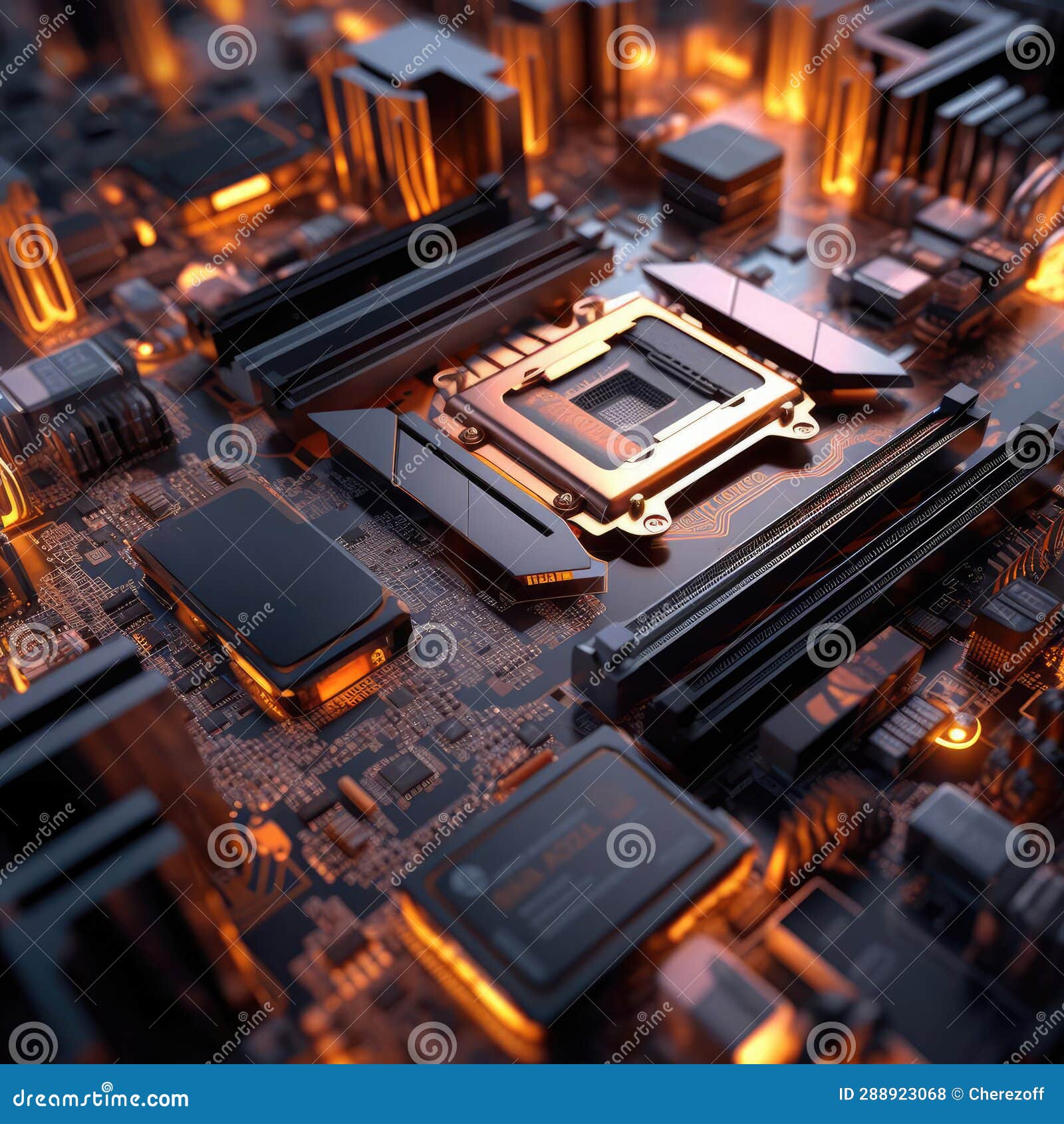 Motherboard and CPU stock photo. Image of technology - 288923068