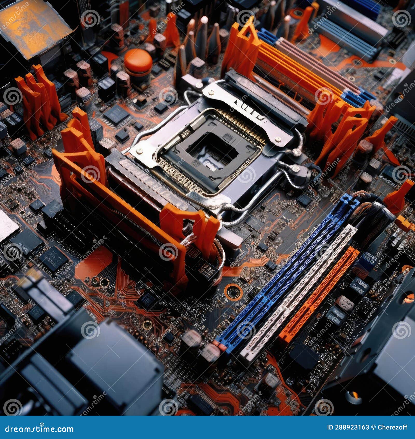 Motherboard and CPU stock image. Image of code, processor - 288923163