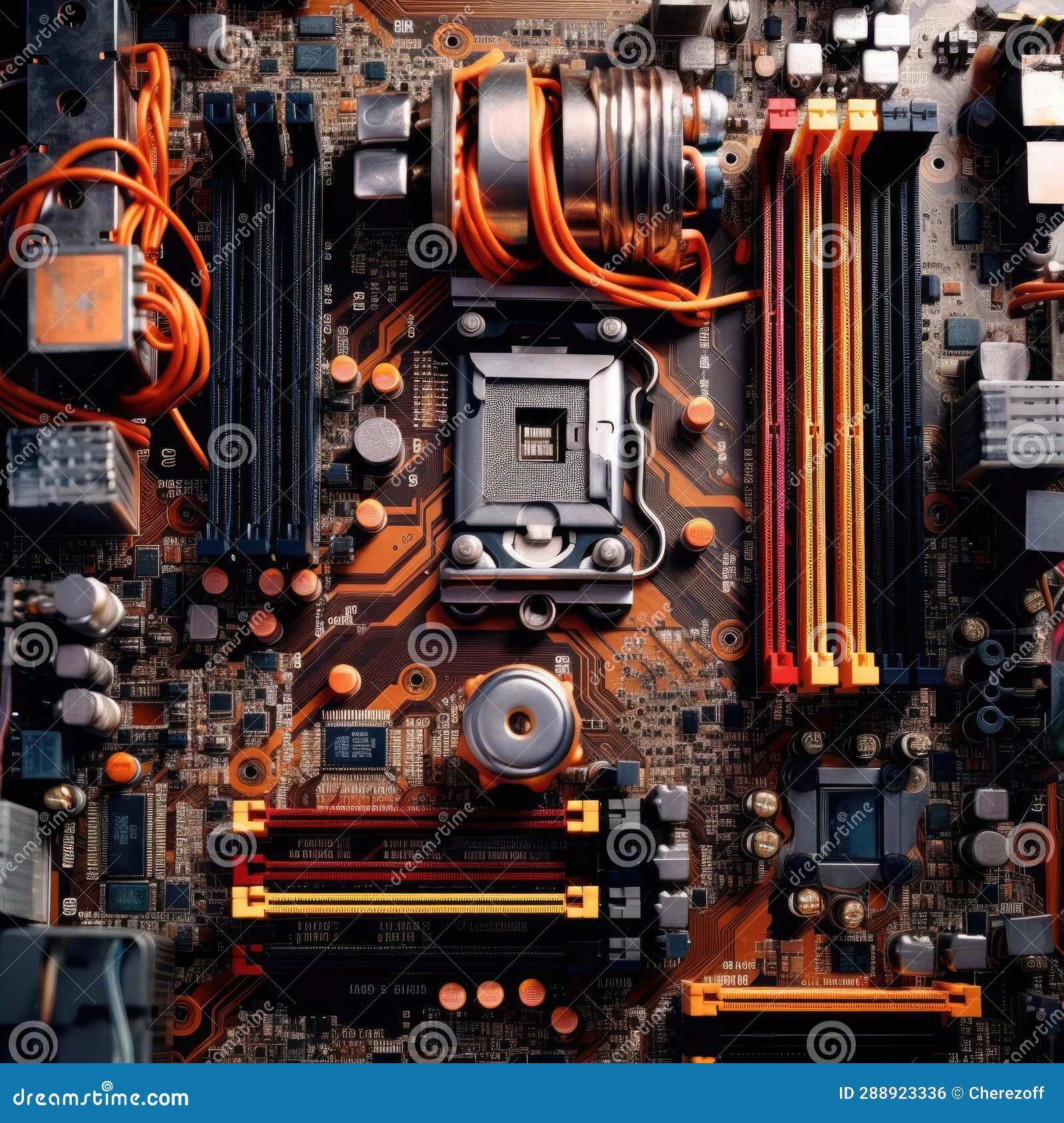 Motherboard and CPU stock photo. Image of hardware, science - 288923336