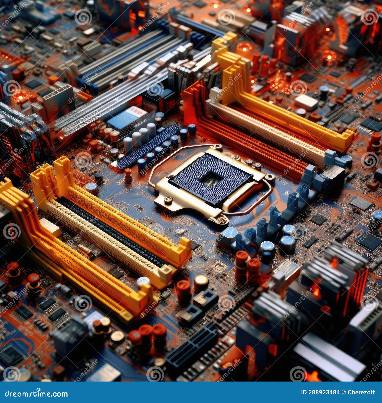 Motherboard and CPU stock photo. Image of chip, data - 288923484